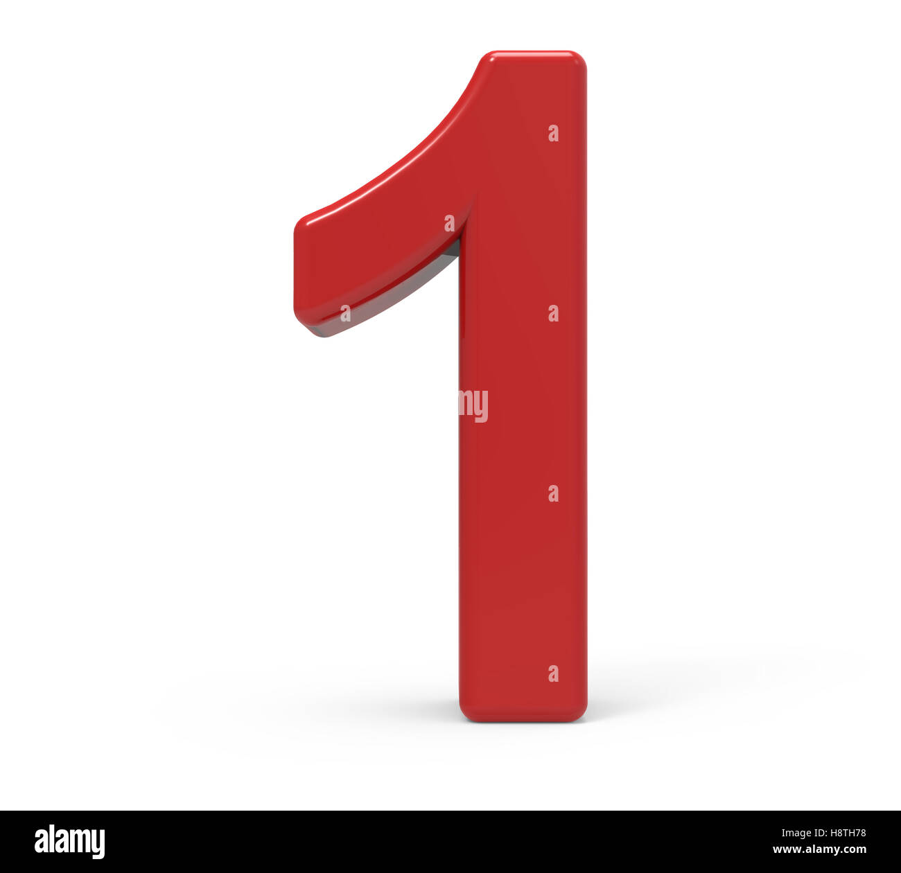 3d rendering red number 1 isolated white background Stock Photo - Alamy