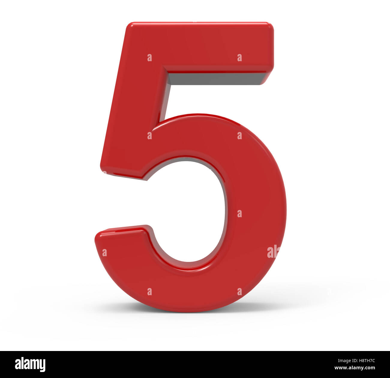 3d rendering red number 5 isolated white background Stock Photo - Alamy