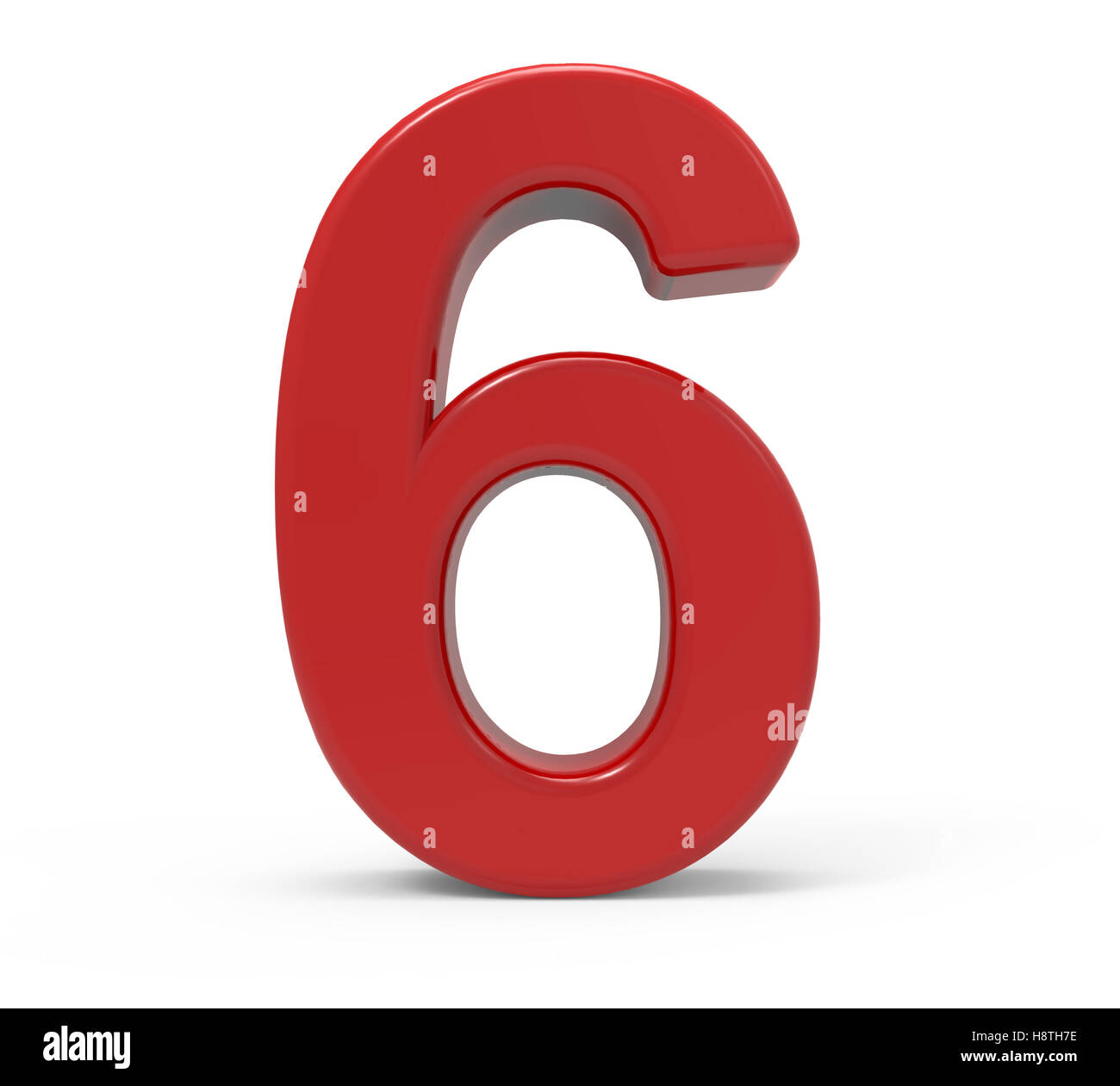 3d rendering red number 6 isolated white background Stock Photo - Alamy