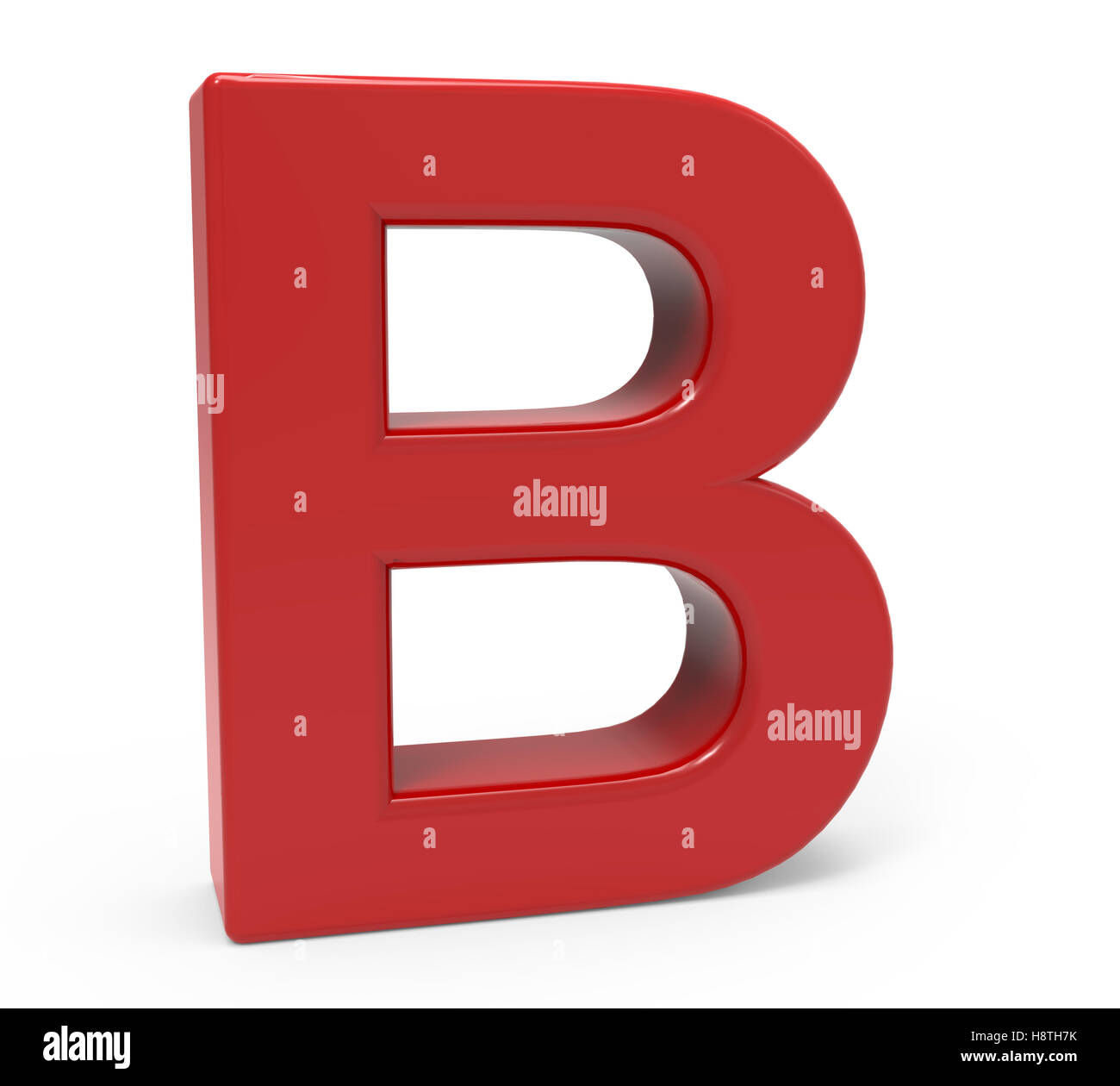left leaning 3d rendering red letter B isolated white background Stock ...