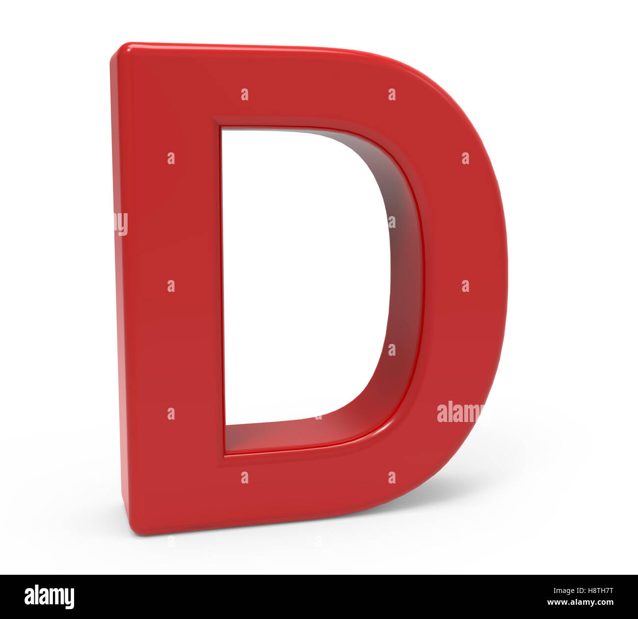 left leaning 3d rendering red letter D isolated white background Stock ...