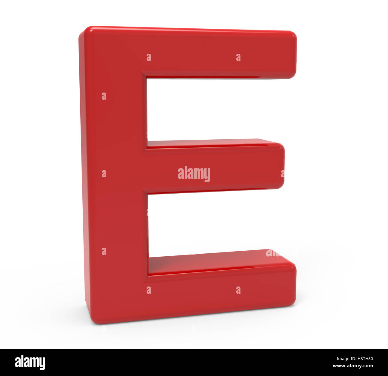 left leaning 3d rendering red letter E isolated white background Stock ...