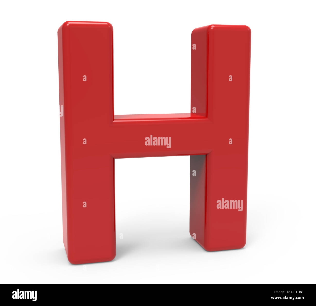 left leaning 3d rendering red letter H isolated white background Stock ...