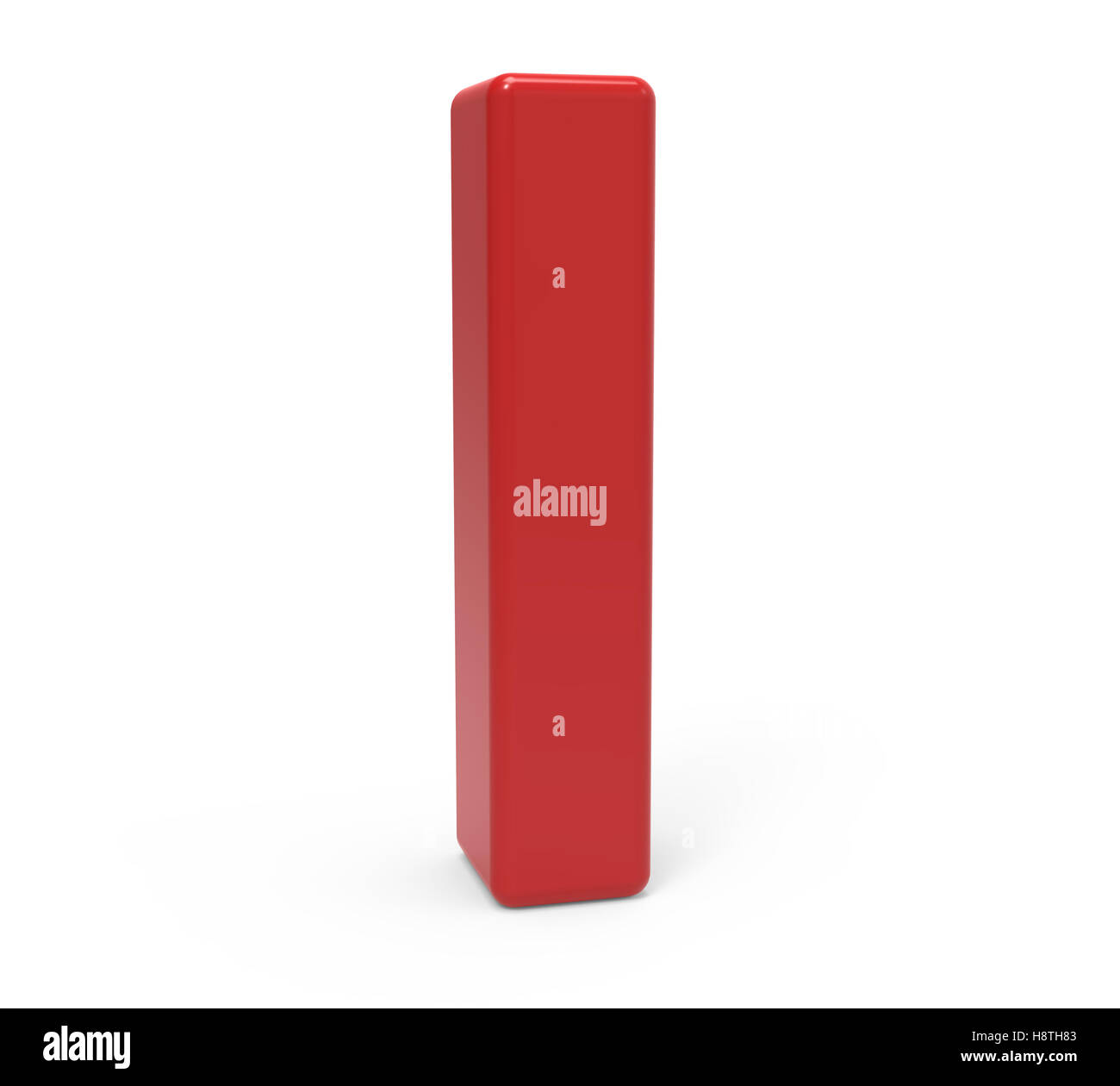 left leaning 3d rendering red letter I isolated white background Stock ...