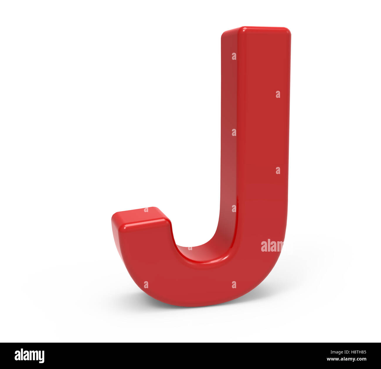 left leaning 3d rendering red letter J isolated white background Stock ...
