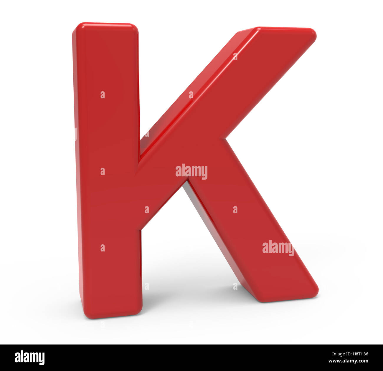 left leaning 3d rendering red letter K isolated white background Stock ...