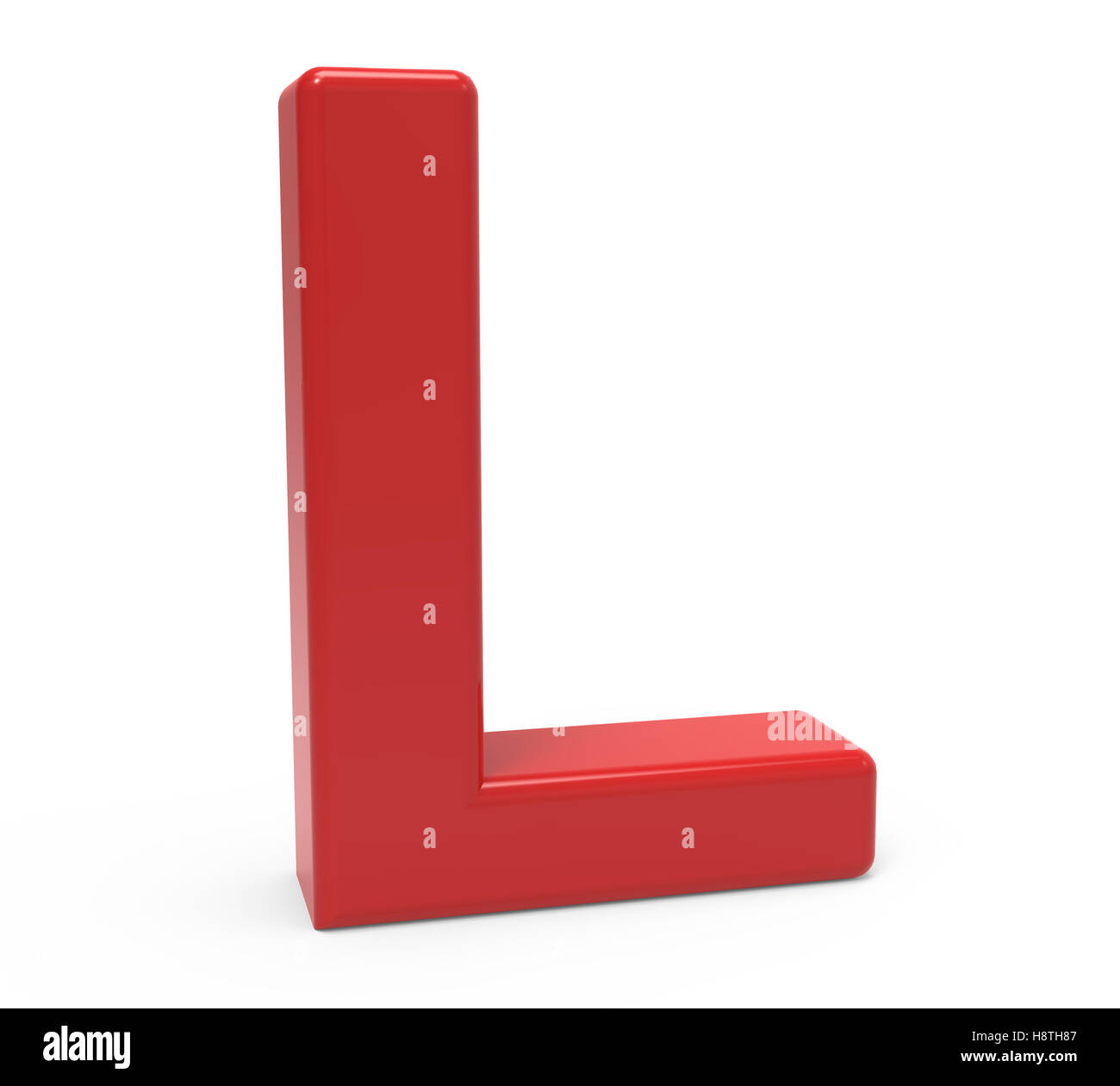 left leaning 3d rendering red letter L isolated white background Stock ...