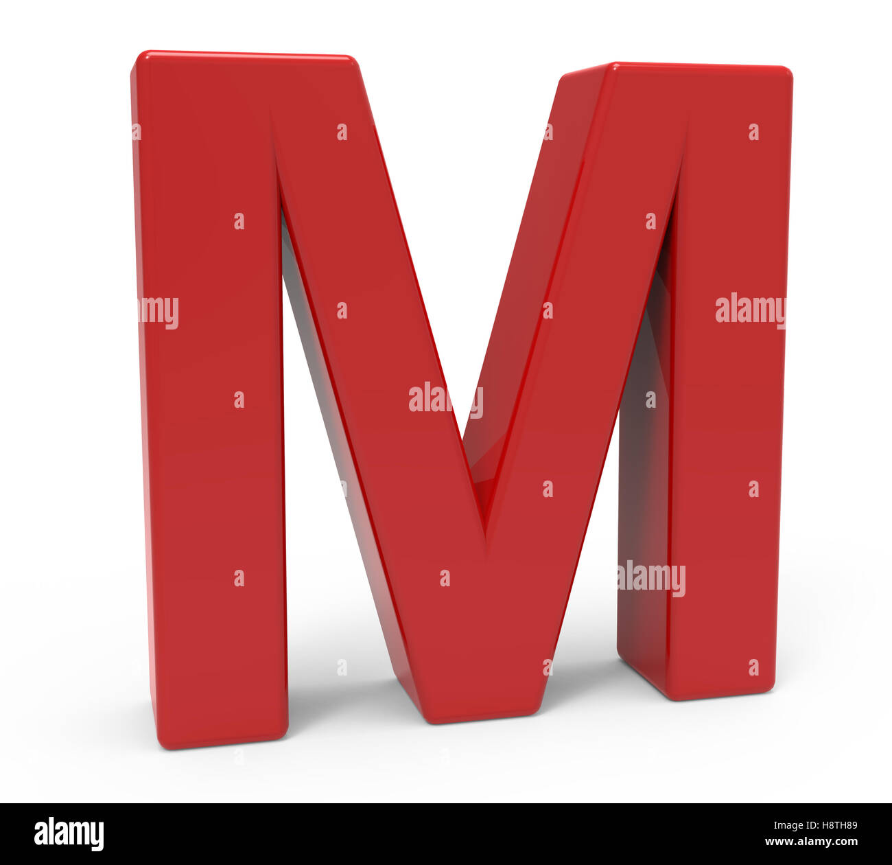 left leaning 3d rendering red letter M isolated white background Stock ...