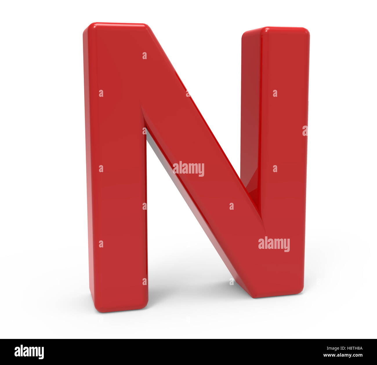 left leaning 3d rendering red letter N isolated white background Stock ...