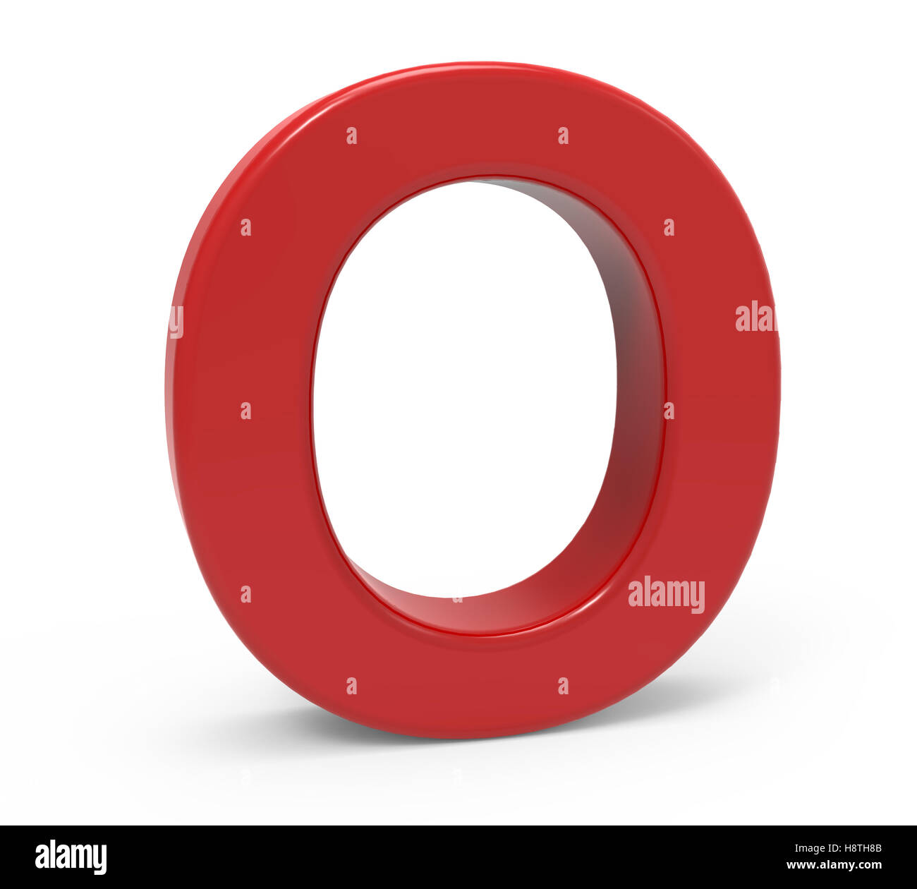 left leaning 3d rendering red letter O isolated white background Stock ...