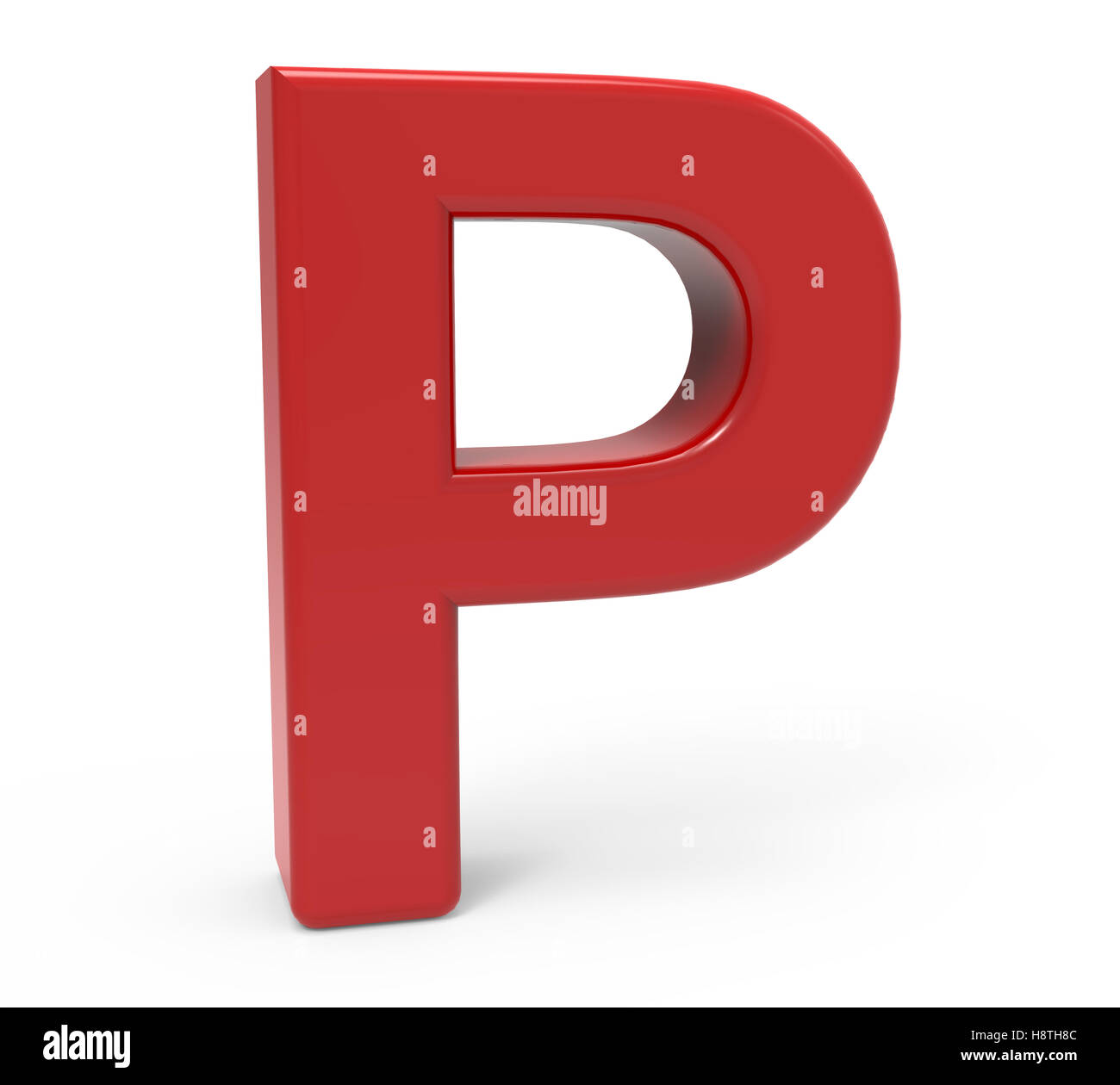 left leaning 3d rendering red letter P isolated white background Stock ...