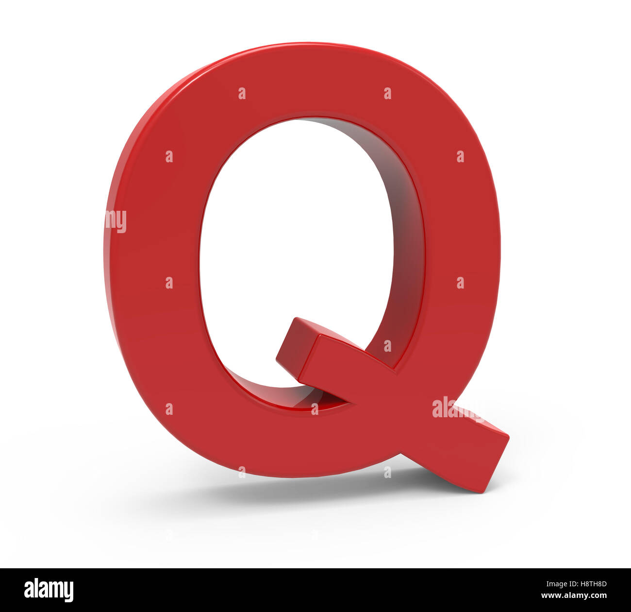 left leaning 3d rendering red letter Q isolated white background Stock ...