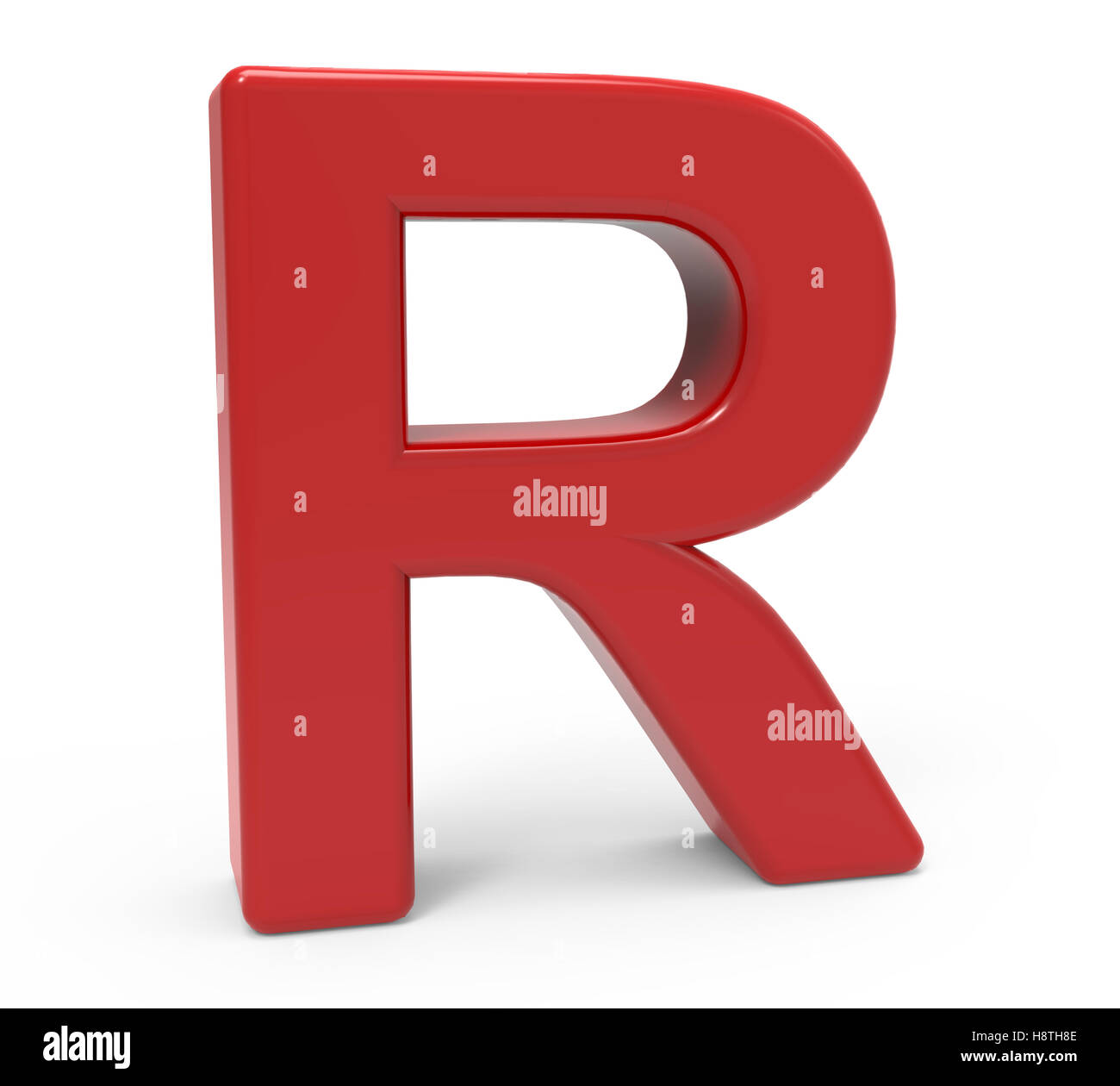 left leaning 3d rendering red letter R isolated white background Stock ...