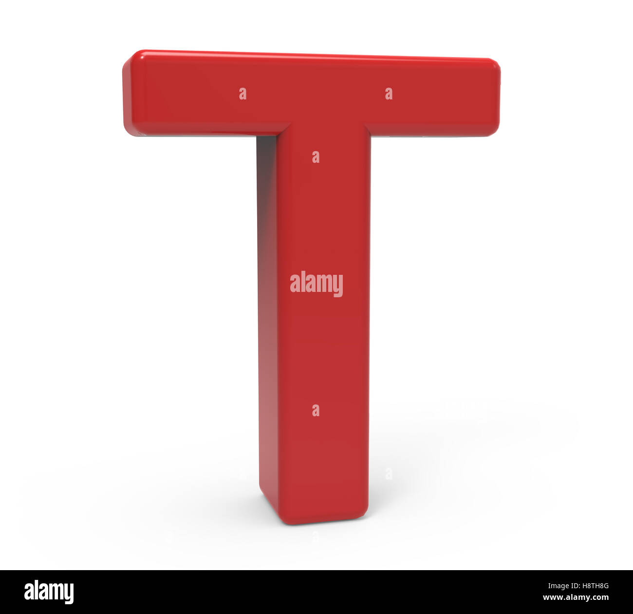 left leaning 3d rendering red letter T isolated white background Stock ...