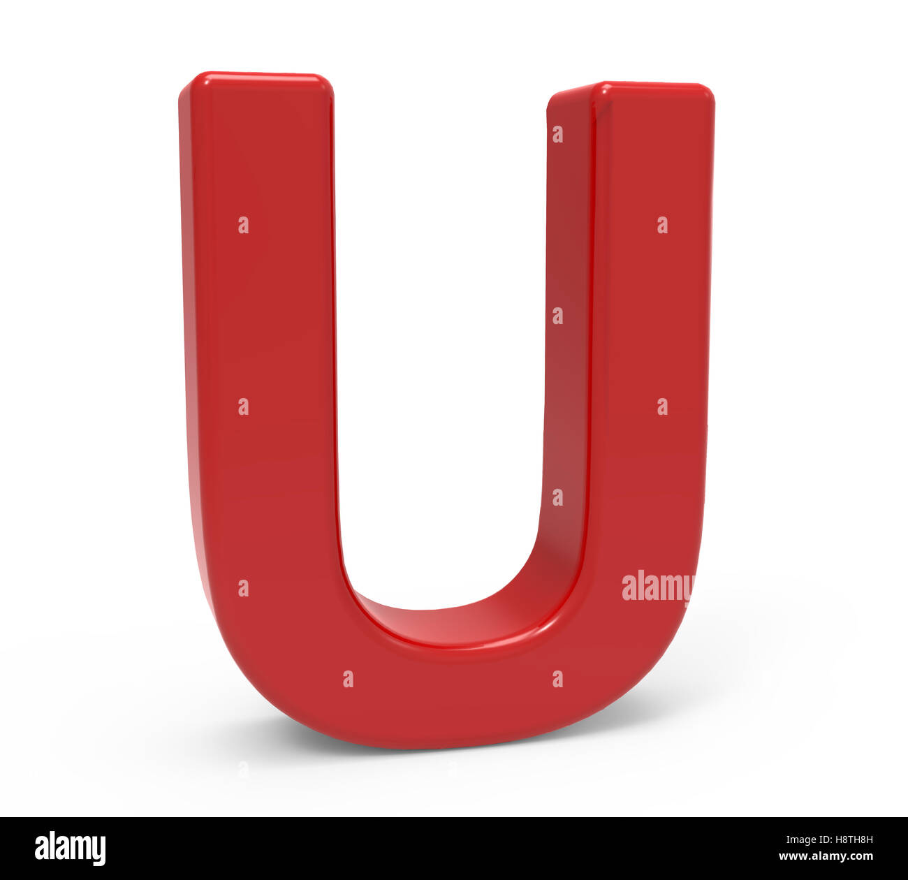 left leaning 3d rendering red letter U isolated white background Stock ...