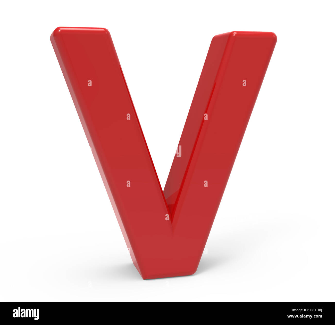 left leaning 3d rendering red letter V isolated white background Stock ...