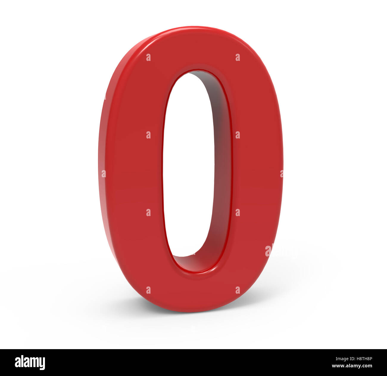 left leaning 3d rendering red number 0 isolated white background Stock ...