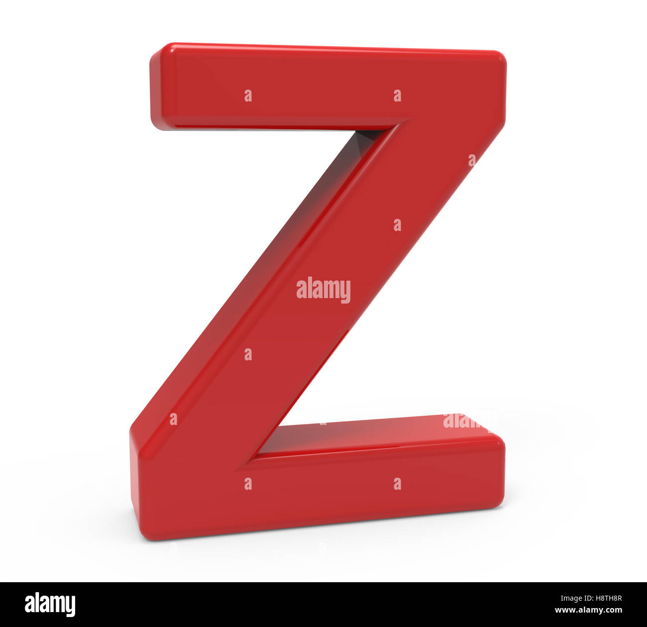 left leaning 3d rendering red letter Z isolated white background Stock ...
