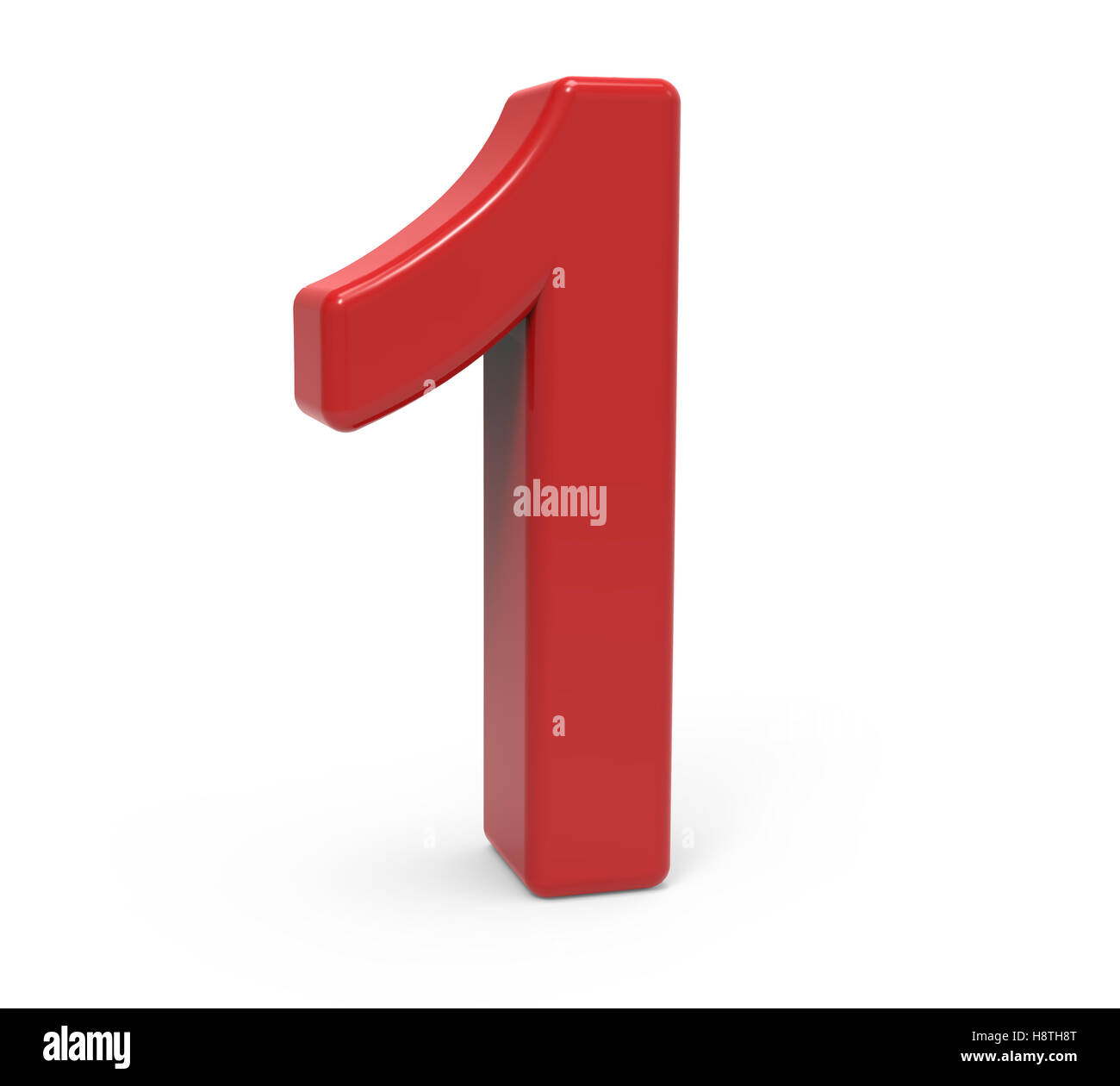 left leaning 3d rendering red number 1 isolated white background Stock ...