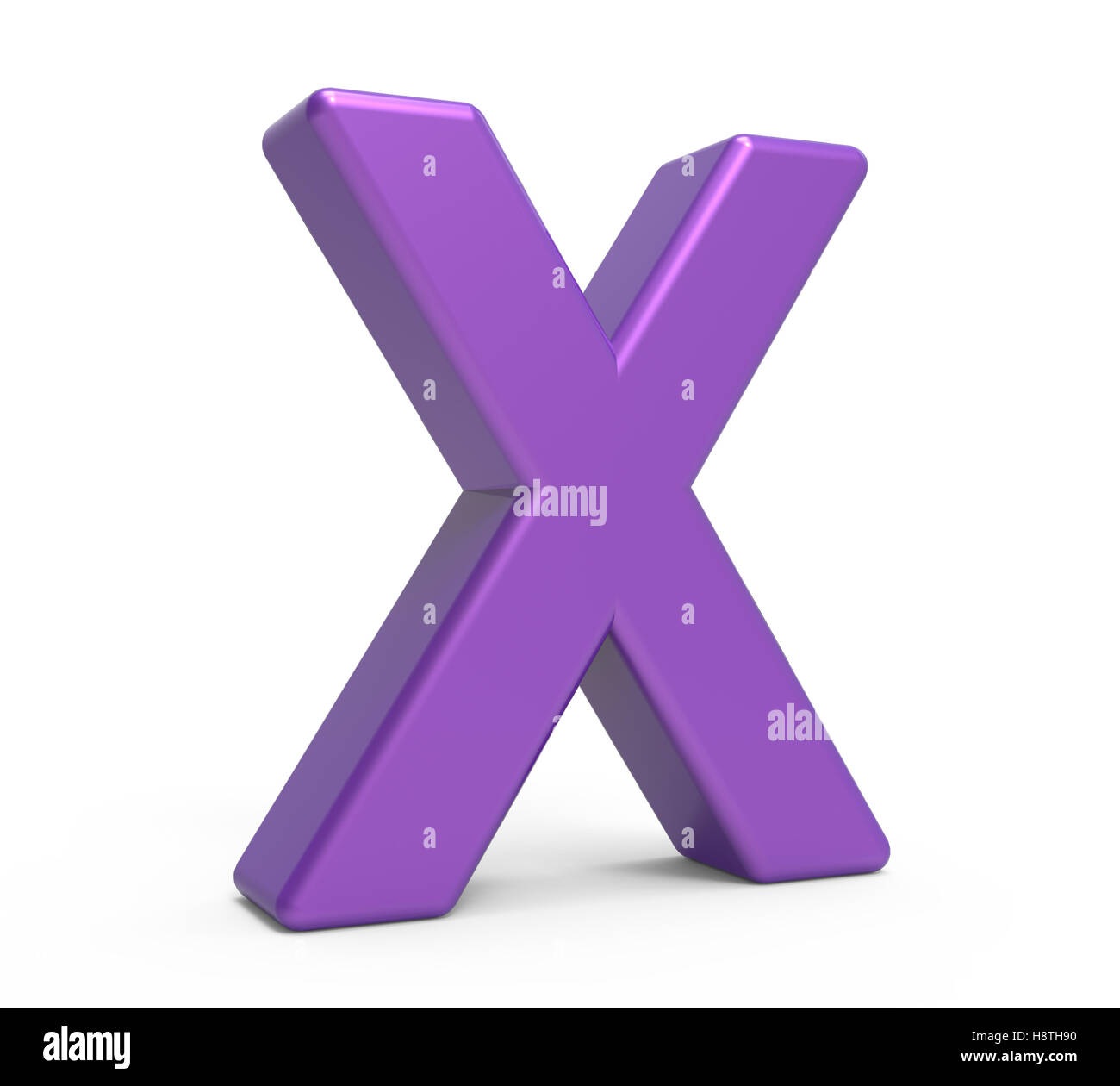 left leaning 3d rendering purple letter X isolated white background ...