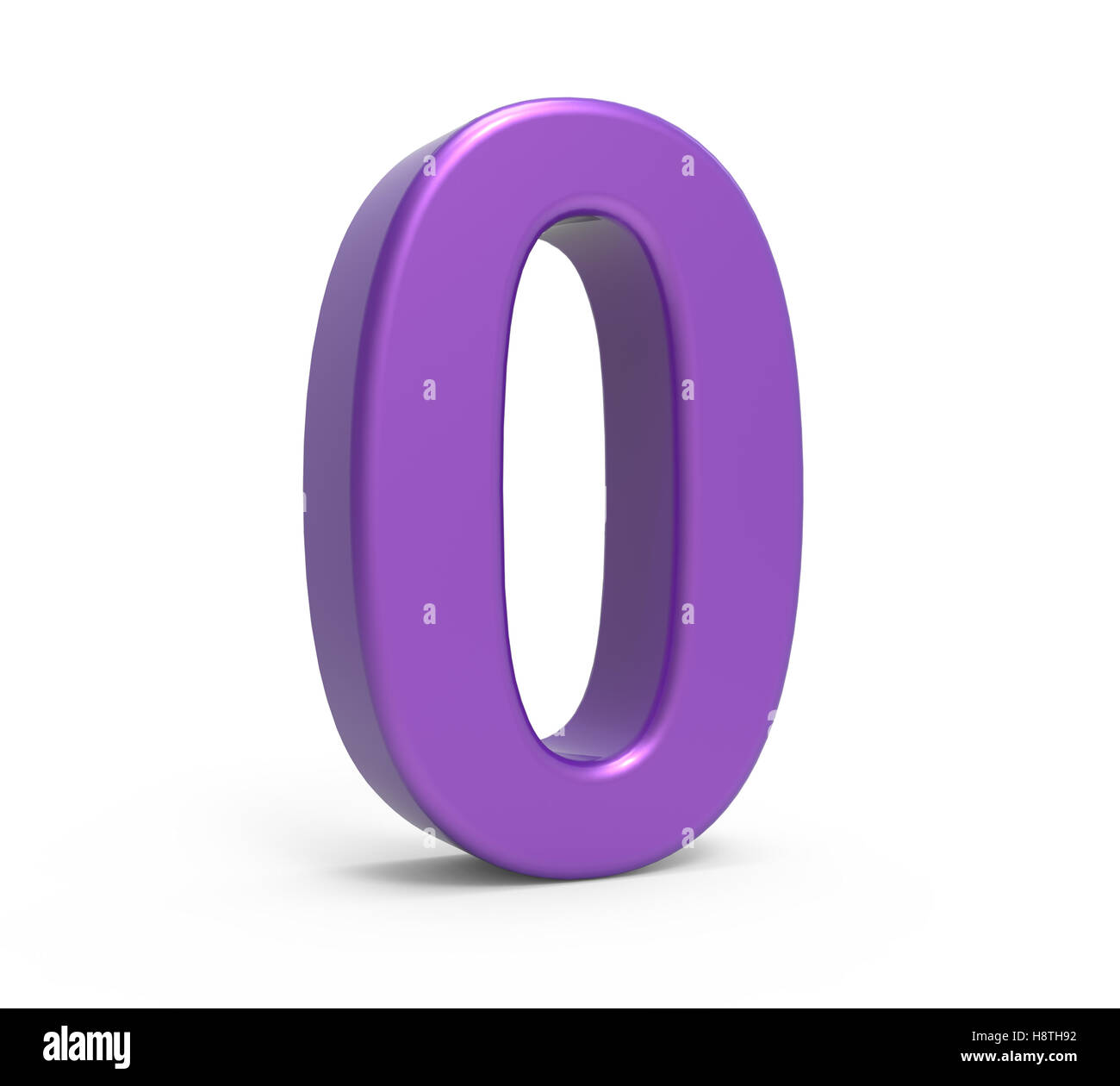 left leaning 3d rendering purple number 0 isolated white background ...
