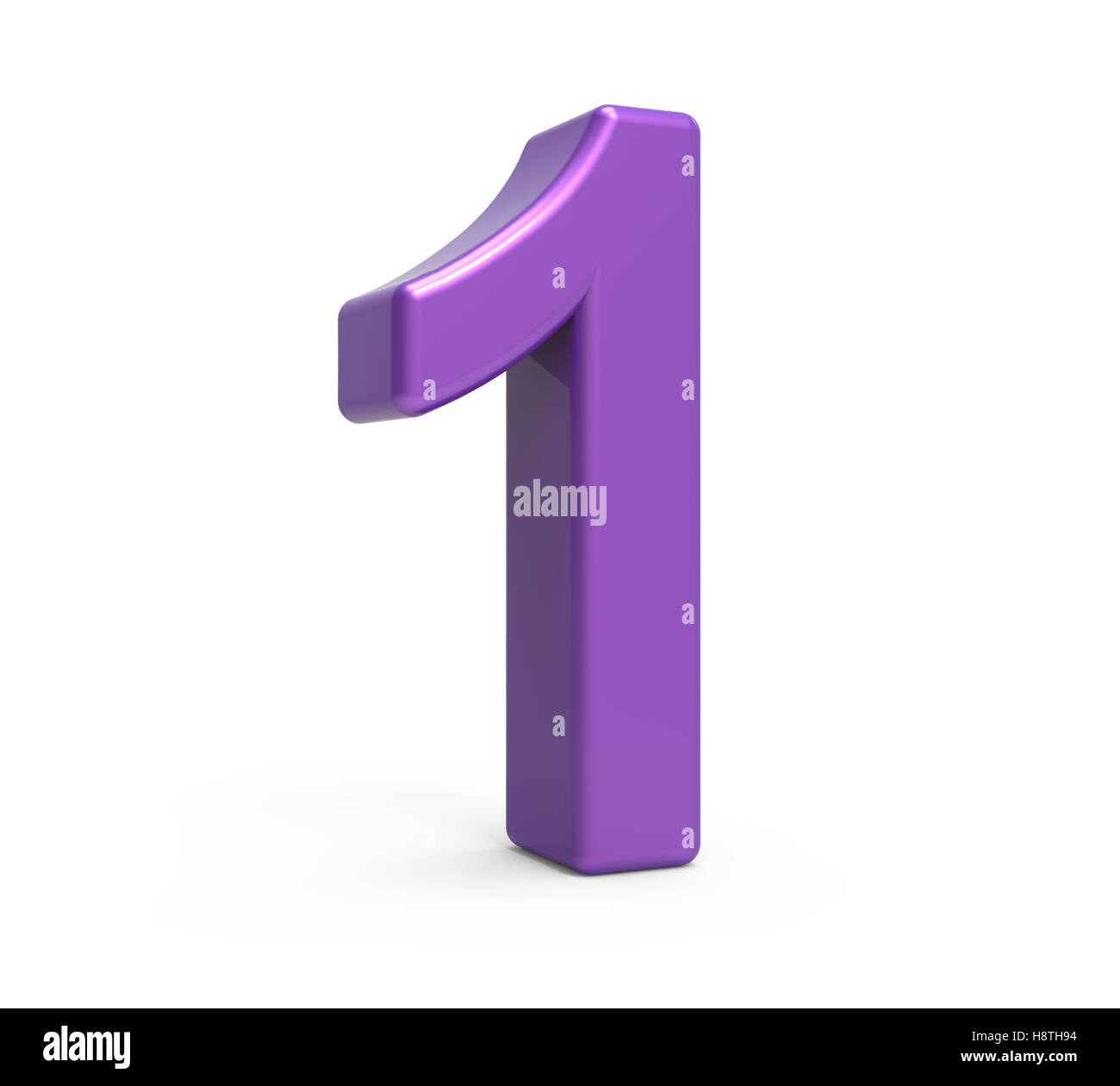 left leaning 3d rendering purple number 1 isolated white background ...