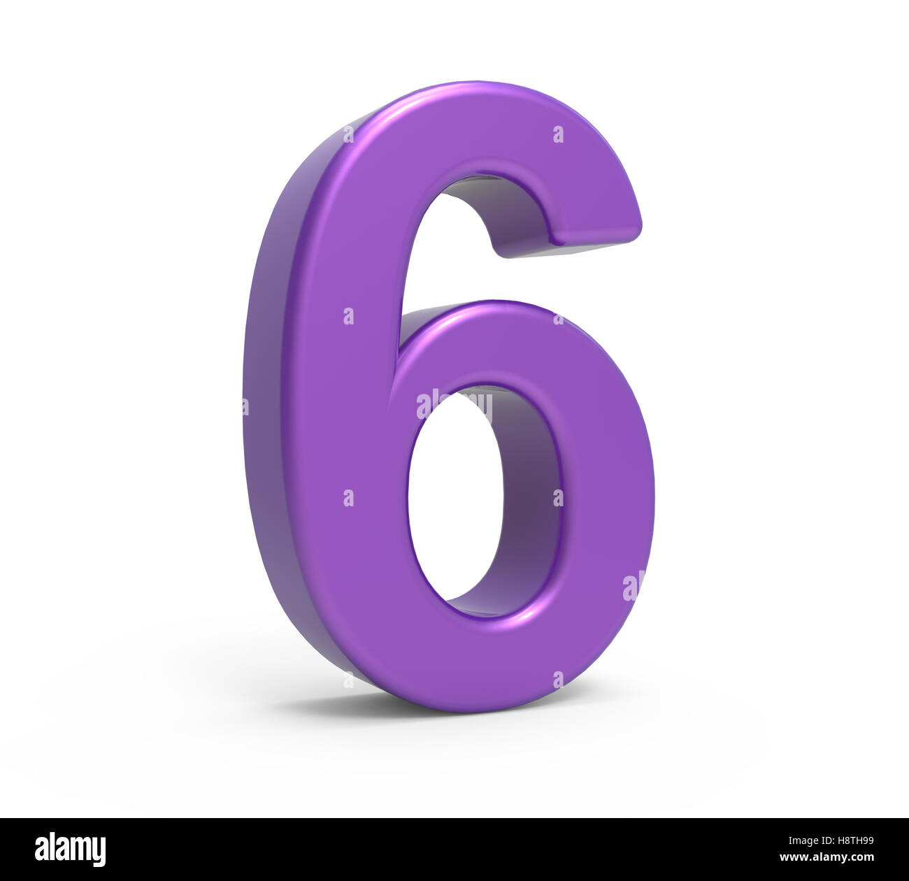 left leaning 3d rendering purple number 6 isolated white background ...