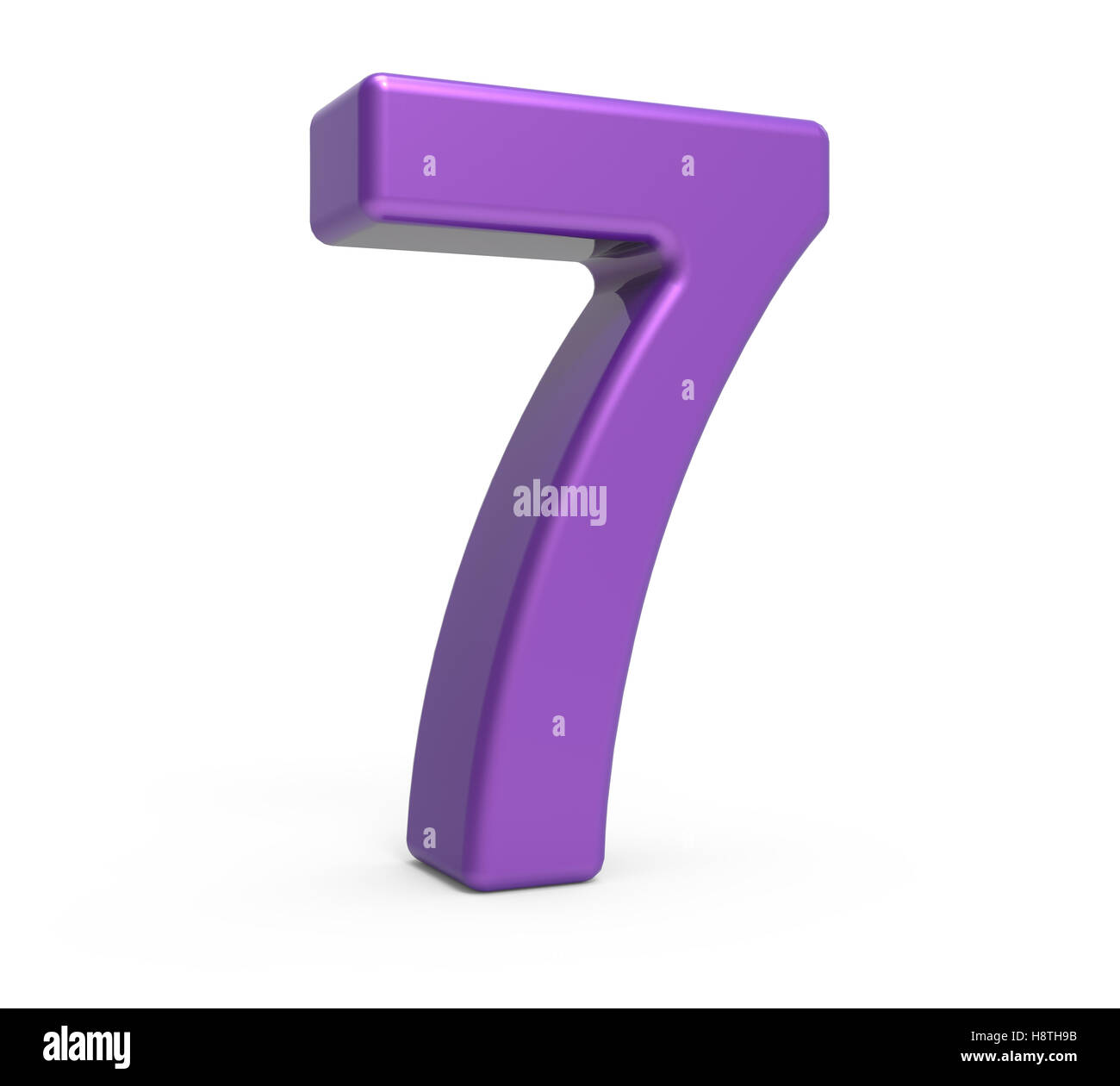 left leaning 3d rendering purple number 7 isolated white background ...