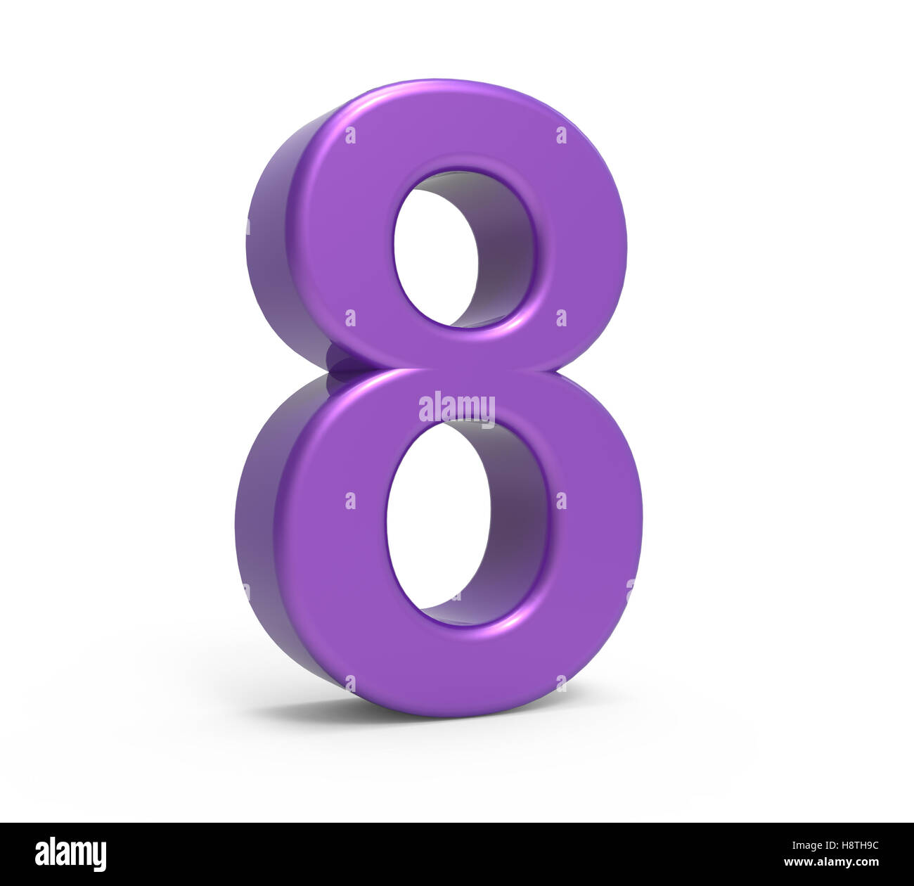 left leaning 3d rendering purple number 8 isolated white background ...