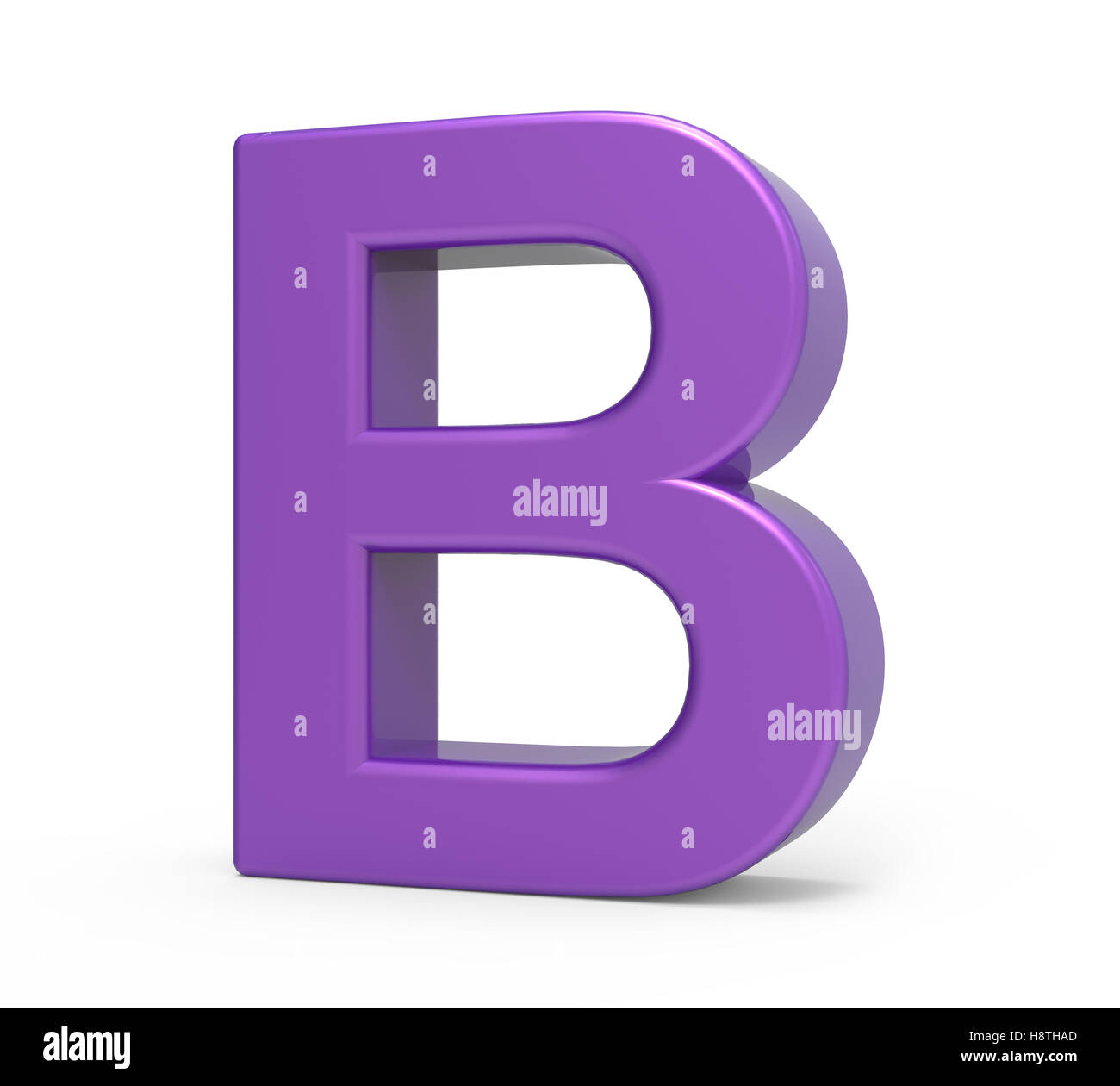 right leaning 3d rendering purple letter B isolated white background ...