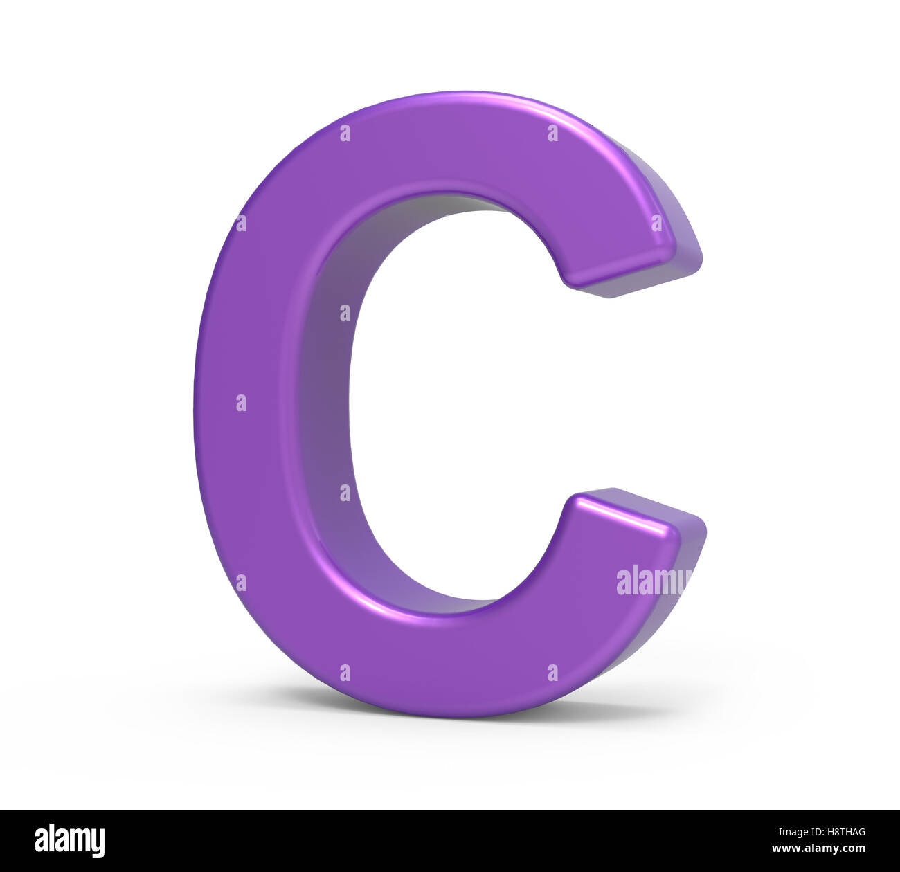 right leaning 3d rendering purple letter C isolated white background ...