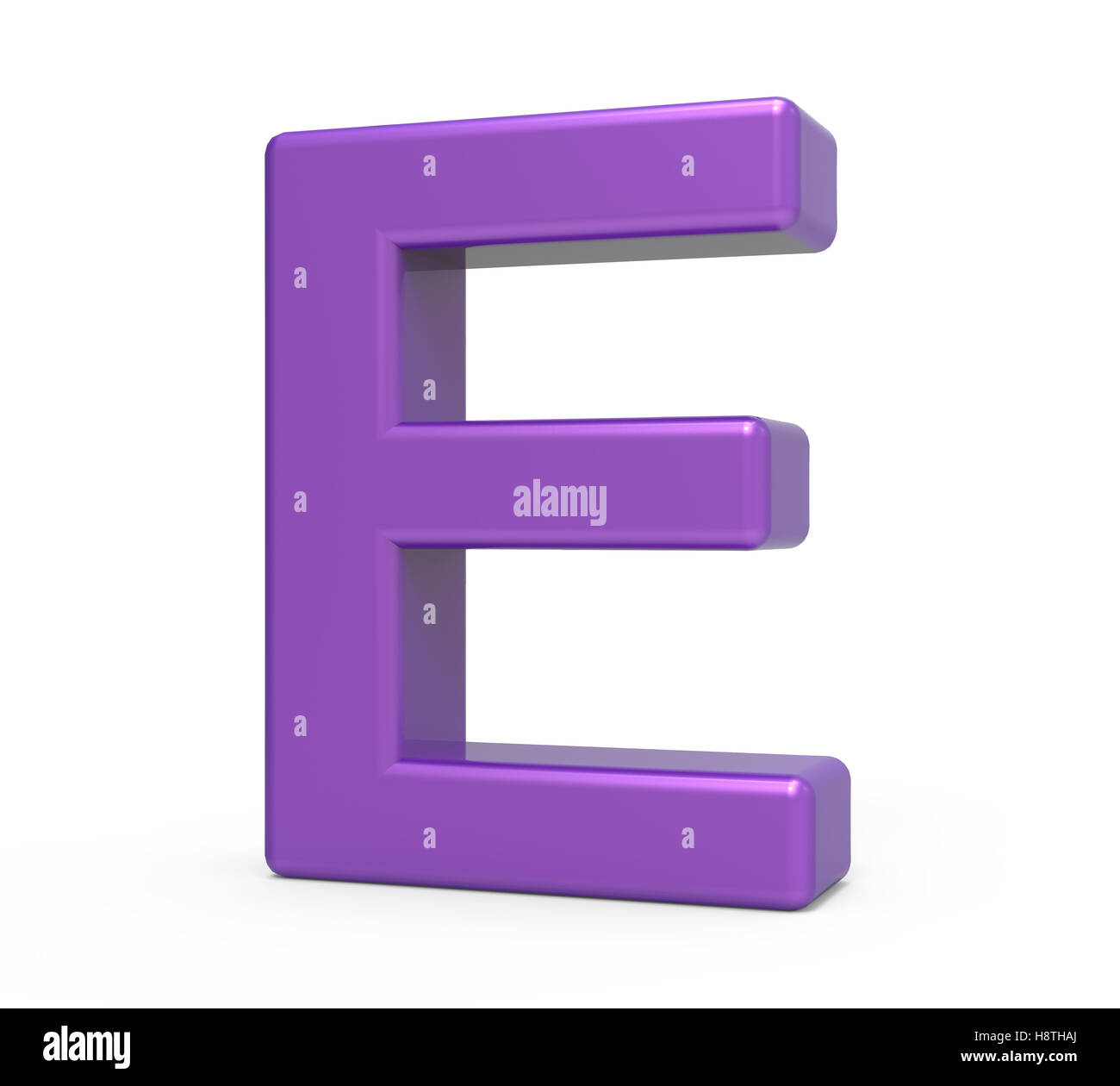right leaning 3d rendering purple letter E isolated white background ...