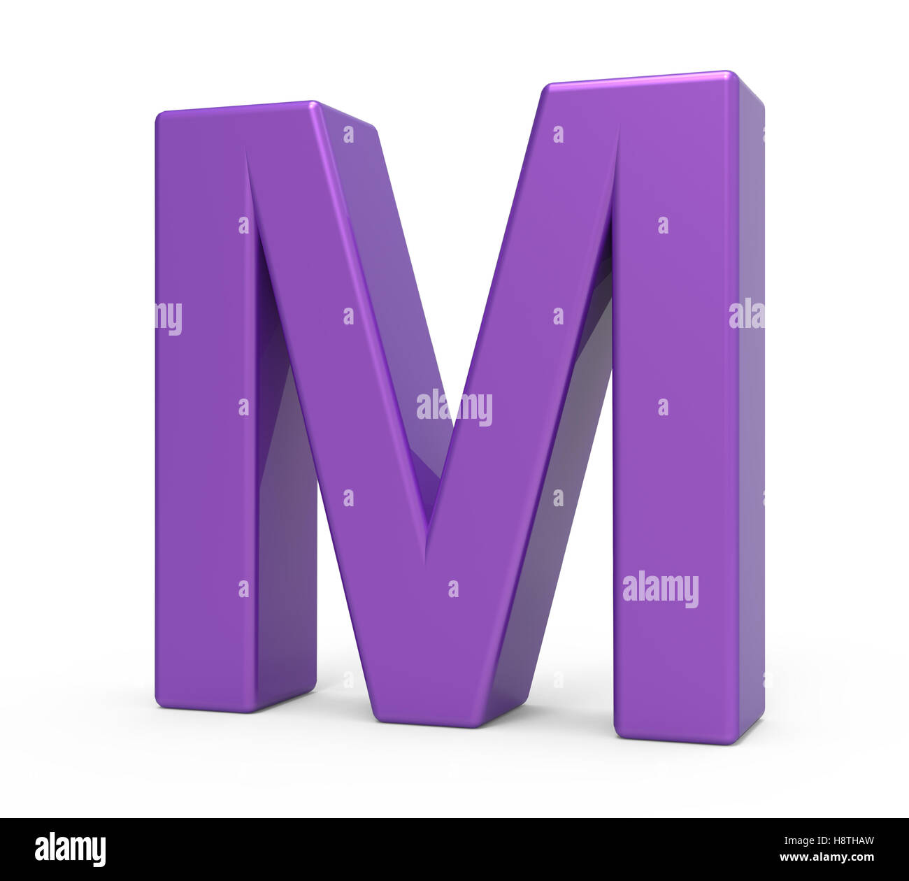 right leaning 3d rendering purple letter M isolated white background ...