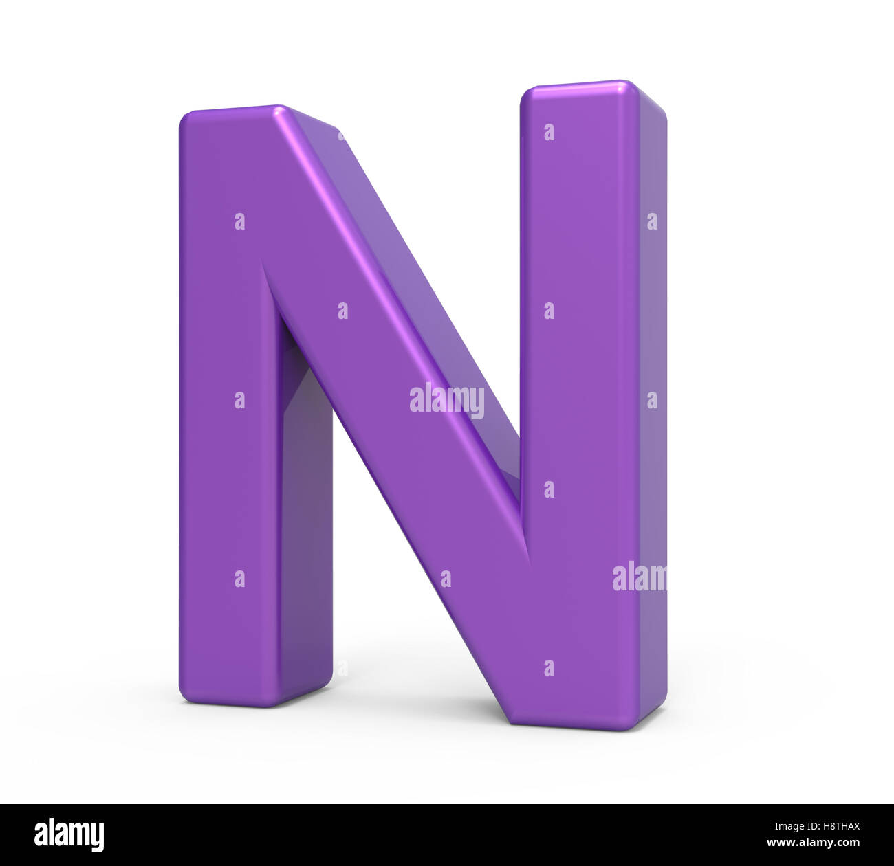 right leaning 3d rendering purple letter N isolated white background ...