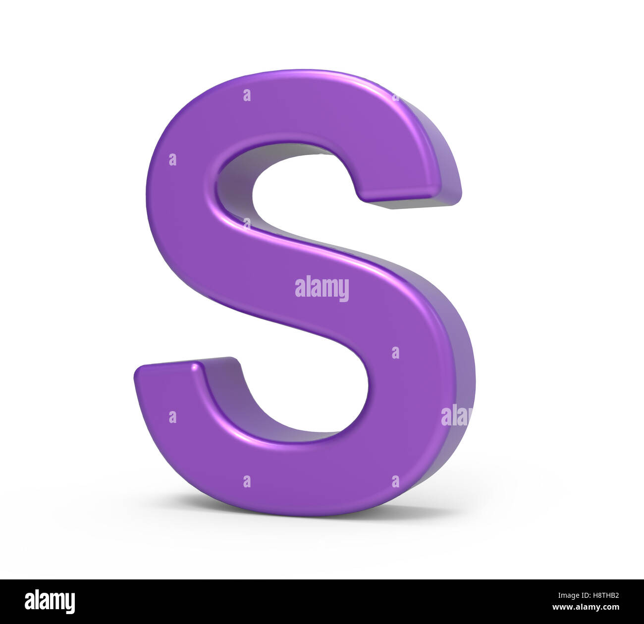 right leaning 3d rendering purple letter S isolated white background ...