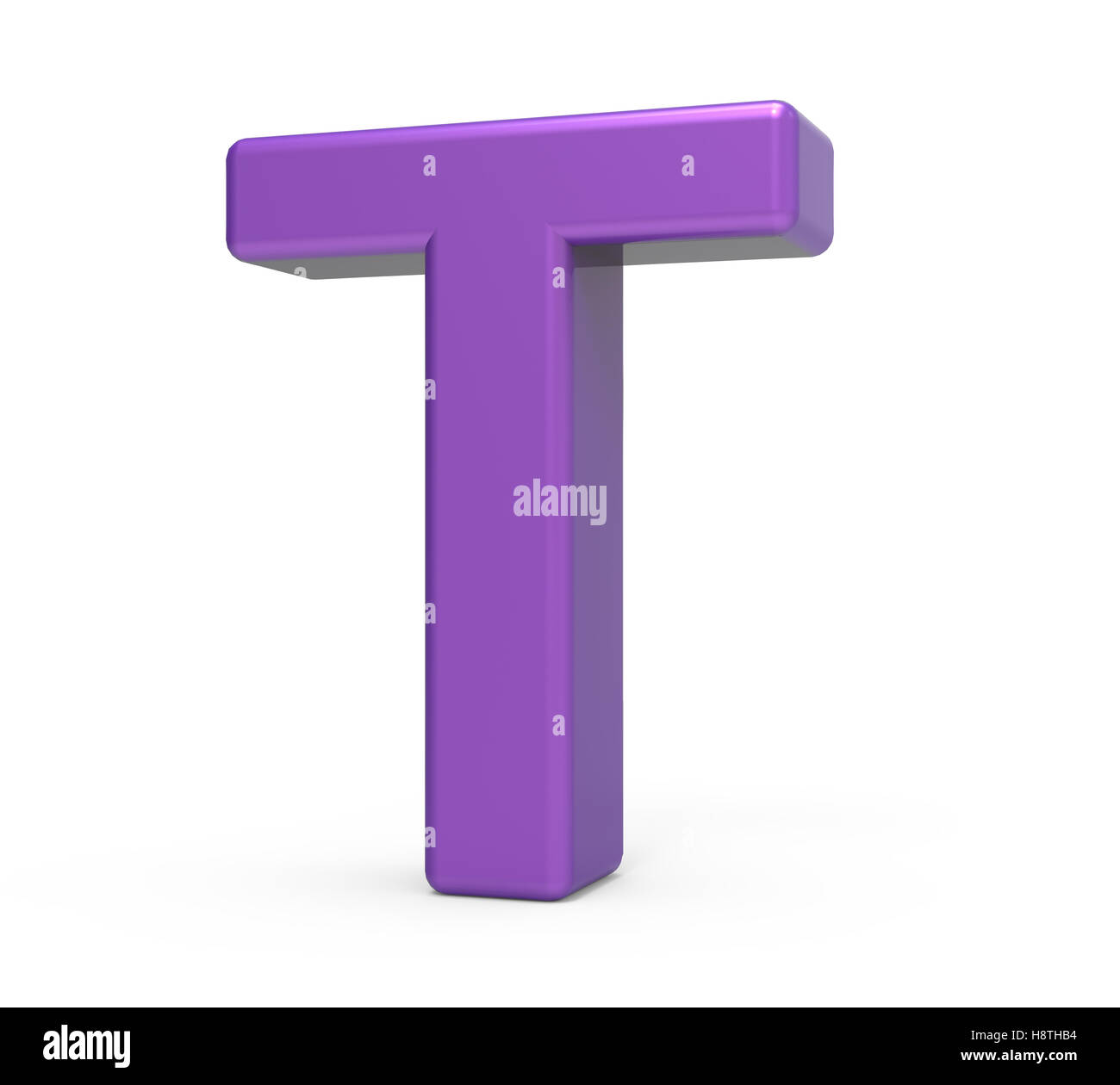 right leaning 3d rendering purple letter T isolated white background ...