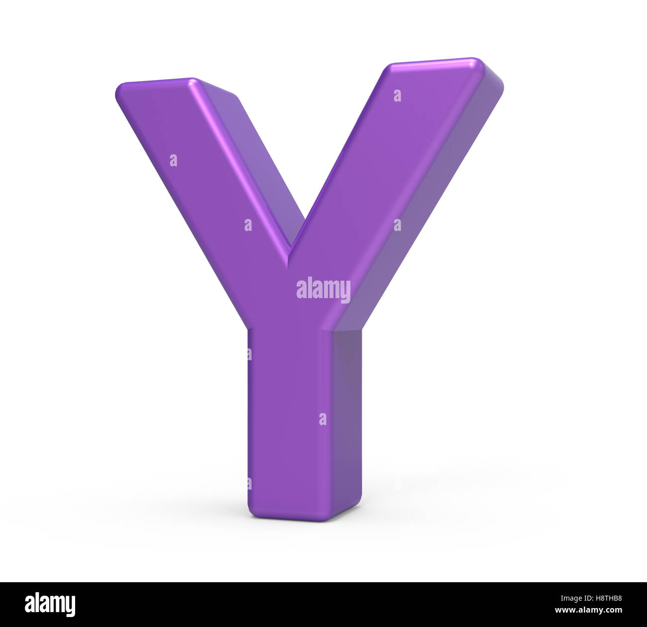 right leaning 3d rendering purple letter Y isolated white background ...