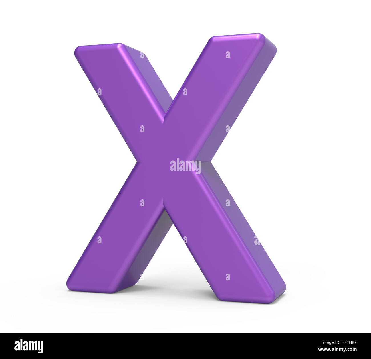right leaning 3d rendering purple letter X isolated white background ...