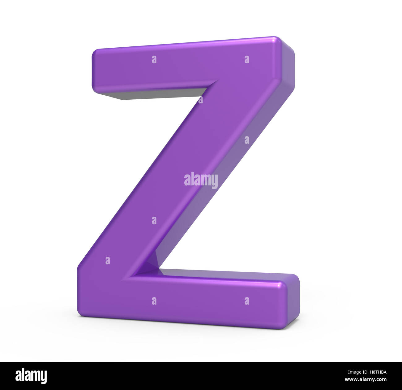 right leaning 3d rendering purple letter Z isolated white background ...