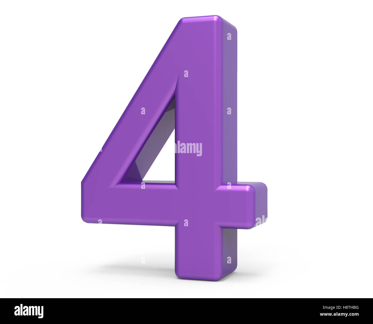 right leaning 3d rendering purple number 4 isolated white background ...