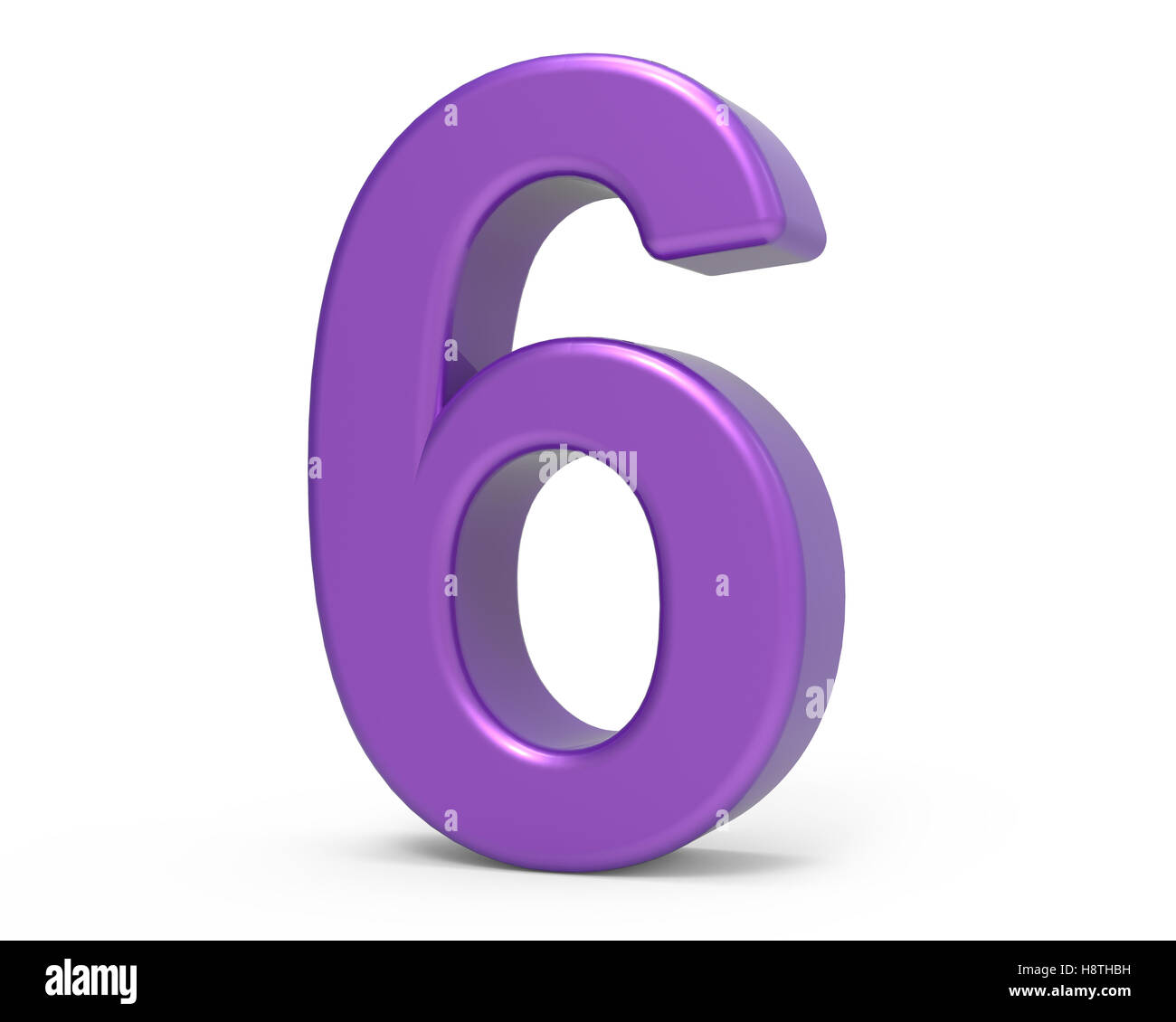 right leaning 3d rendering purple number 6 isolated white background ...