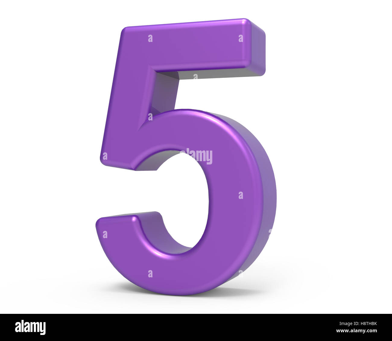 right leaning 3d rendering purple number 5 isolated white background ...