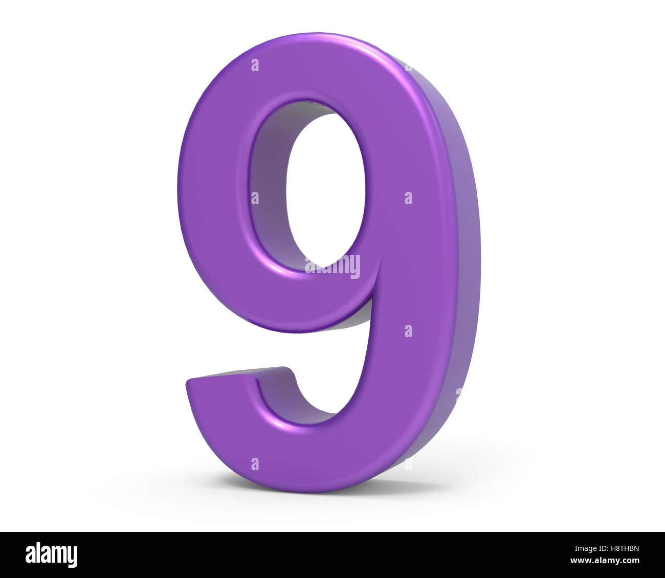 right leaning 3d rendering purple number 9 isolated white background ...