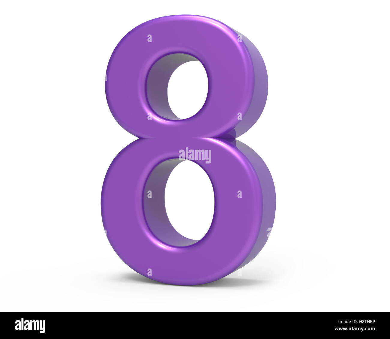 right leaning 3d rendering purple number 8 isolated white background ...