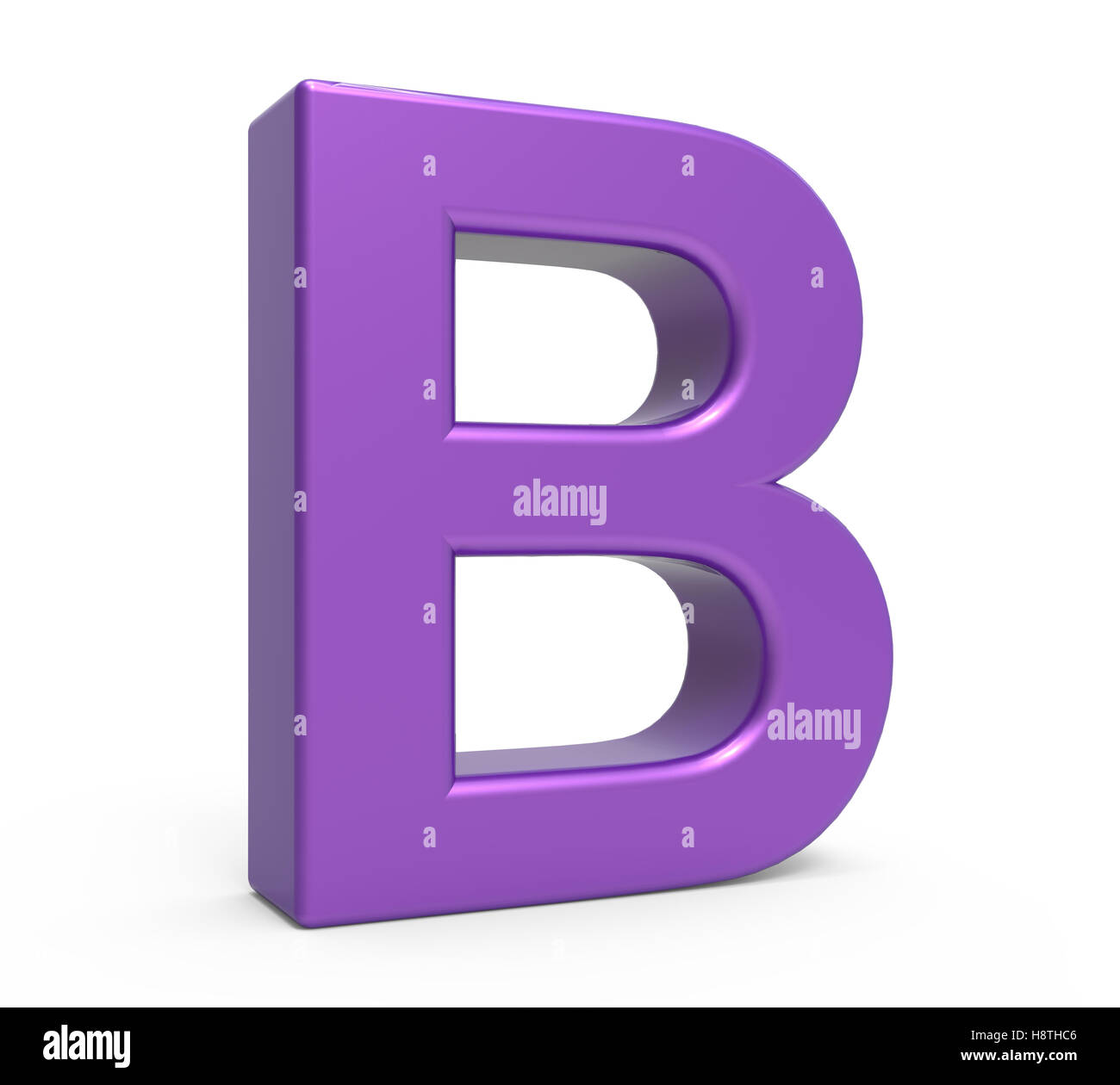 left leaning 3d rendering purple letter B isolated white background ...
