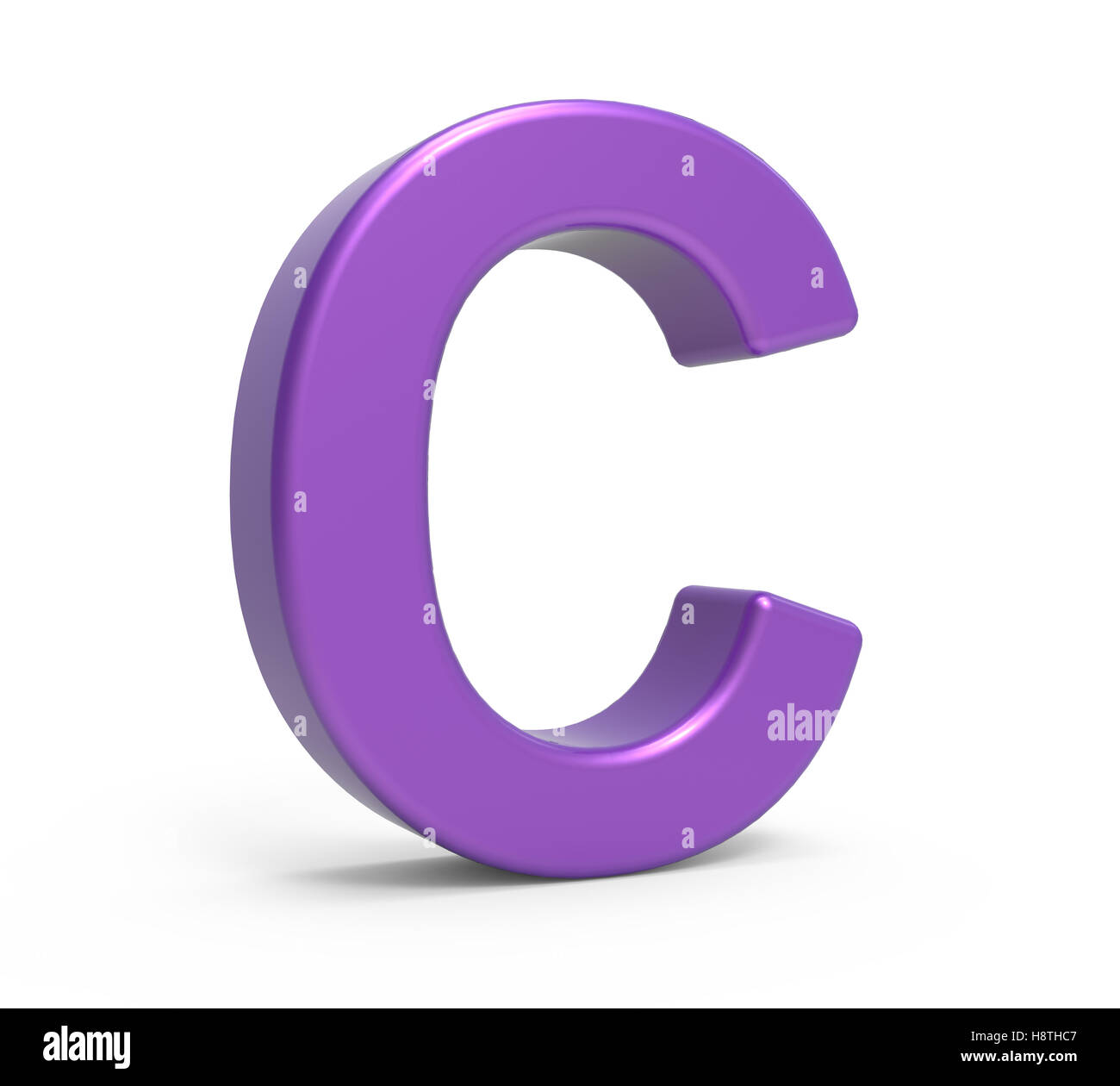 left leaning 3d rendering purple letter C isolated white background ...