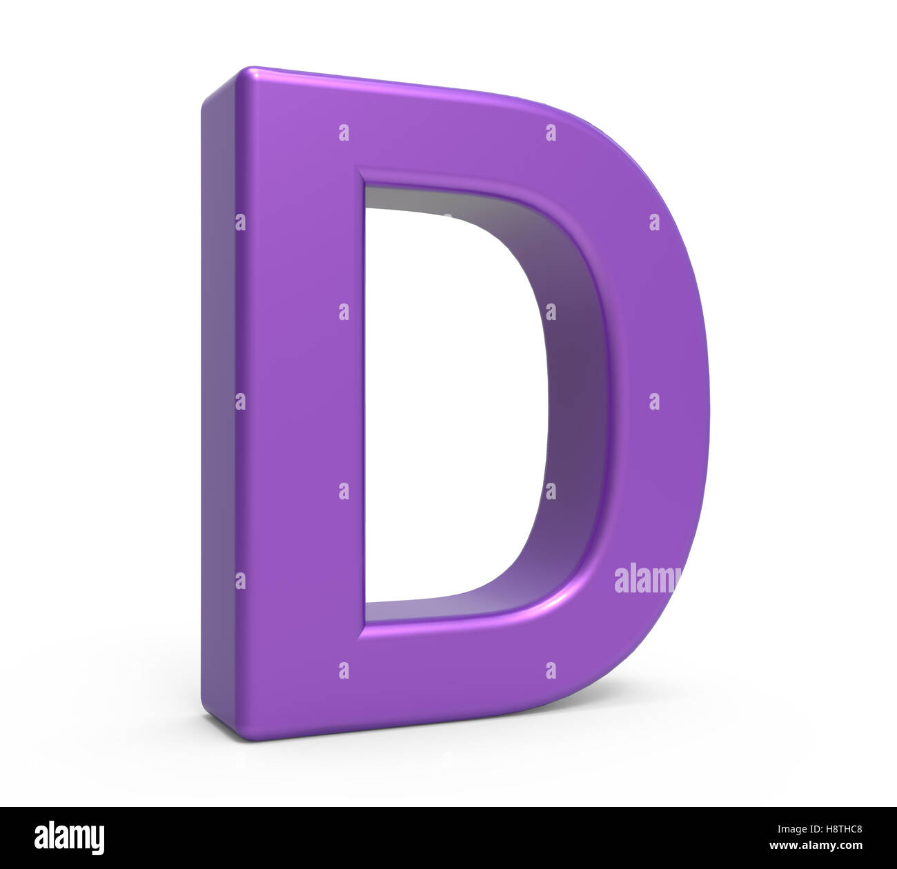left leaning 3d rendering purple letter D isolated white background ...