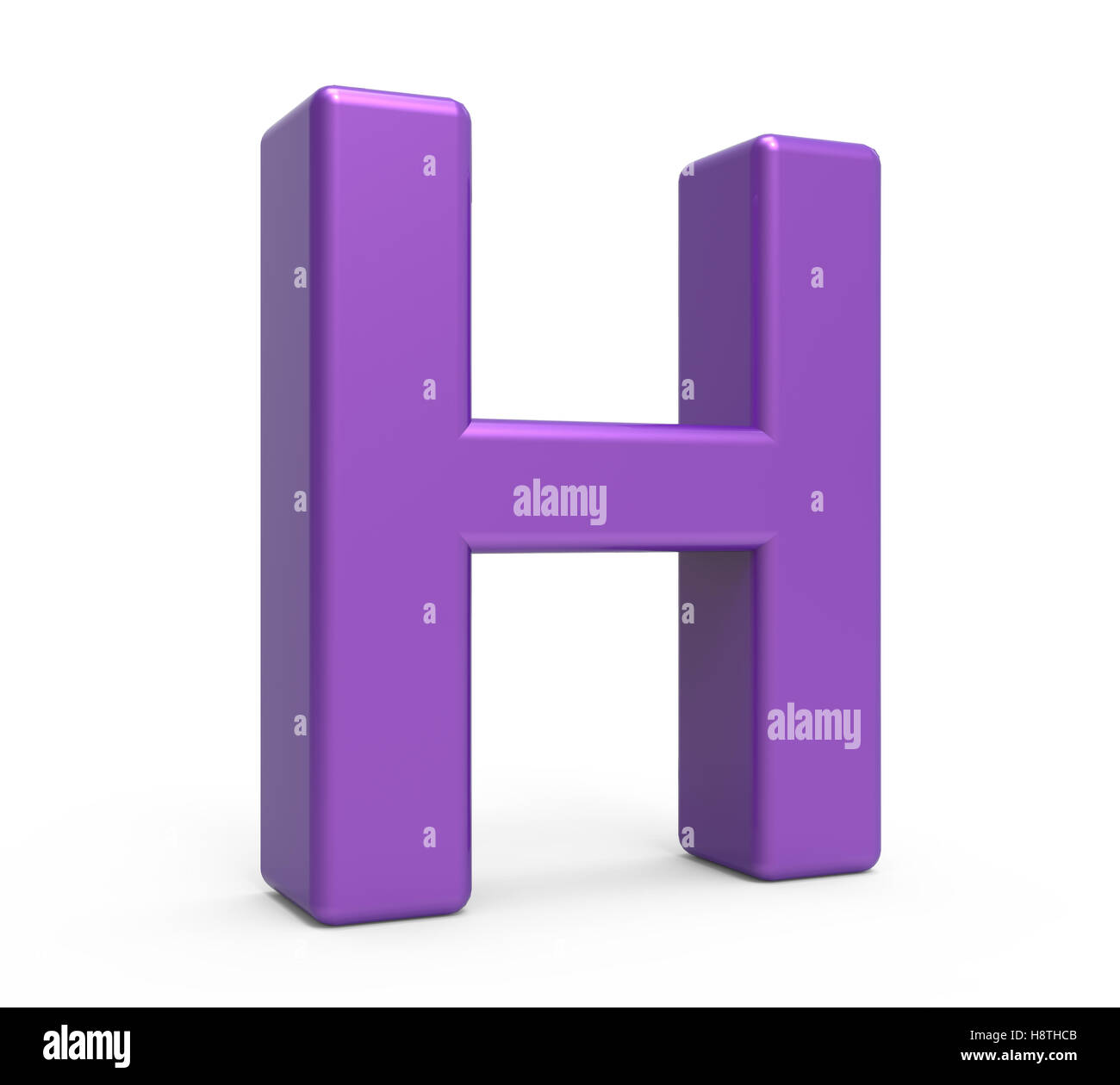 left leaning 3d rendering purple letter H isolated white background ...