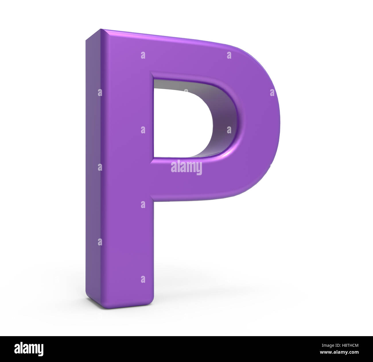 left leaning 3d rendering purple letter P isolated white background ...