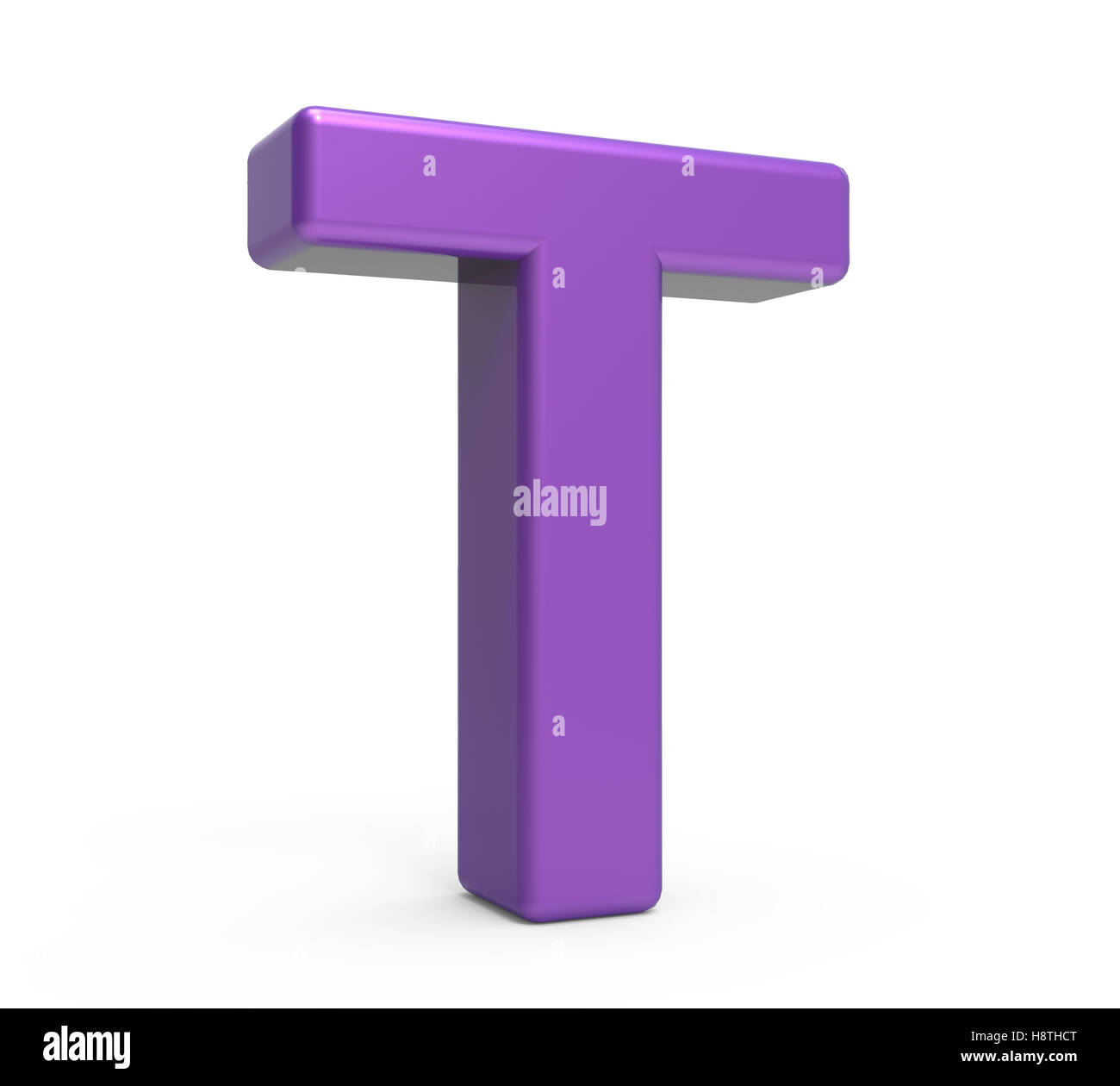 left leaning 3d rendering purple letter T isolated white background ...